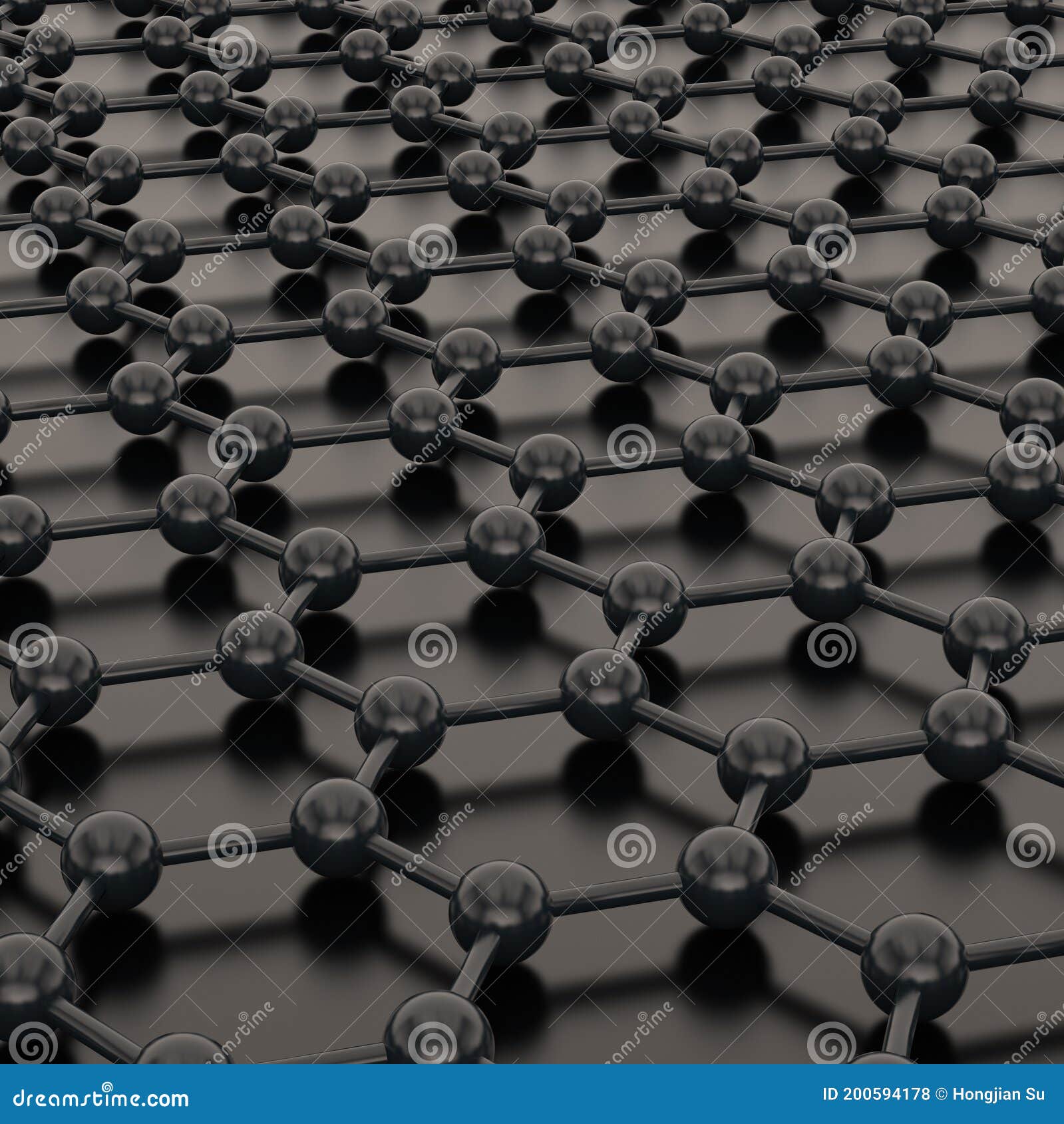 Graphene Concept, Hexagonal Atom Array, 3D Render. 3D Illustration ...