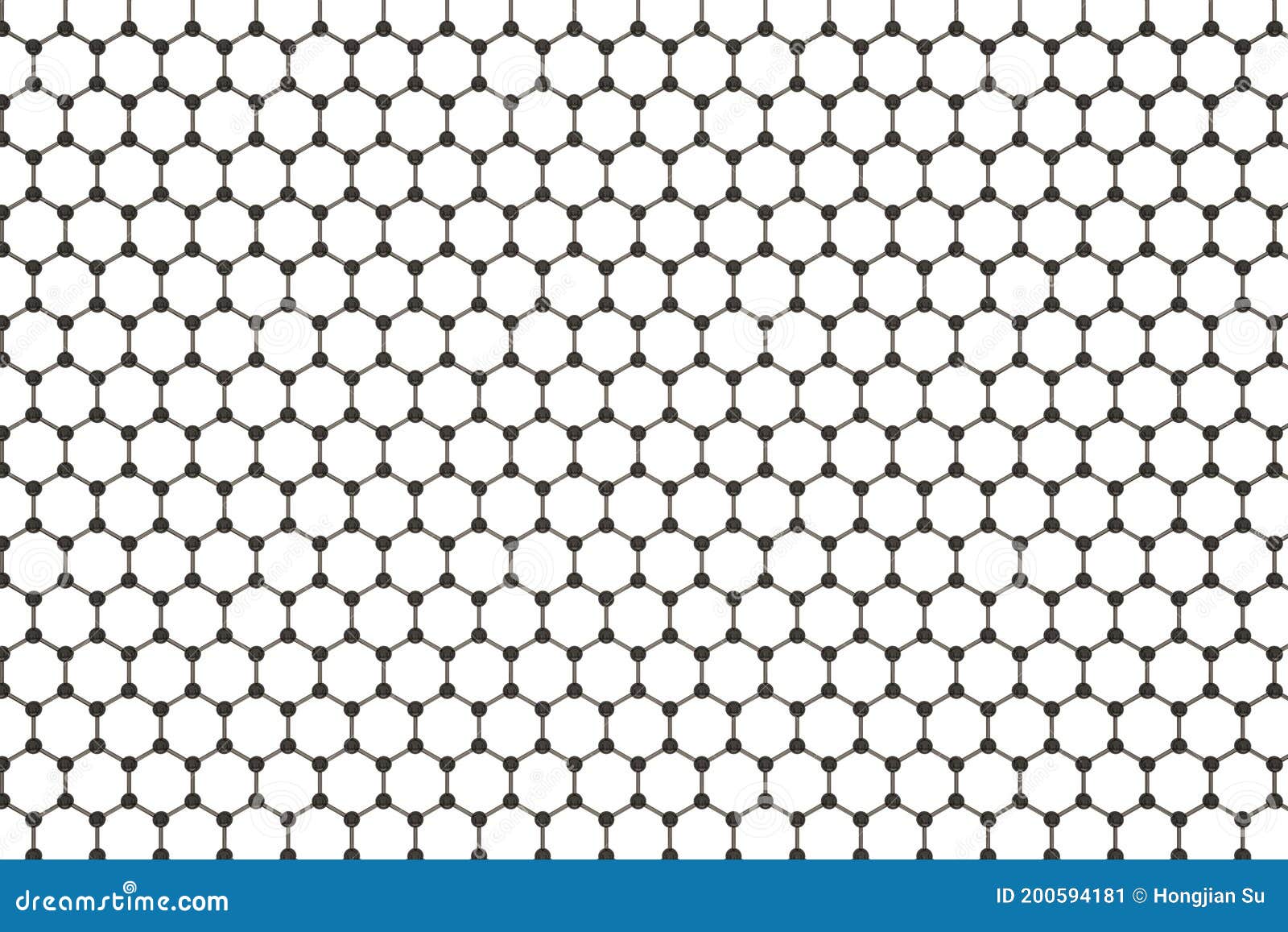 Graphene Concept, Hexagonal Atom Array, 3D Render. 3D Illustration ...