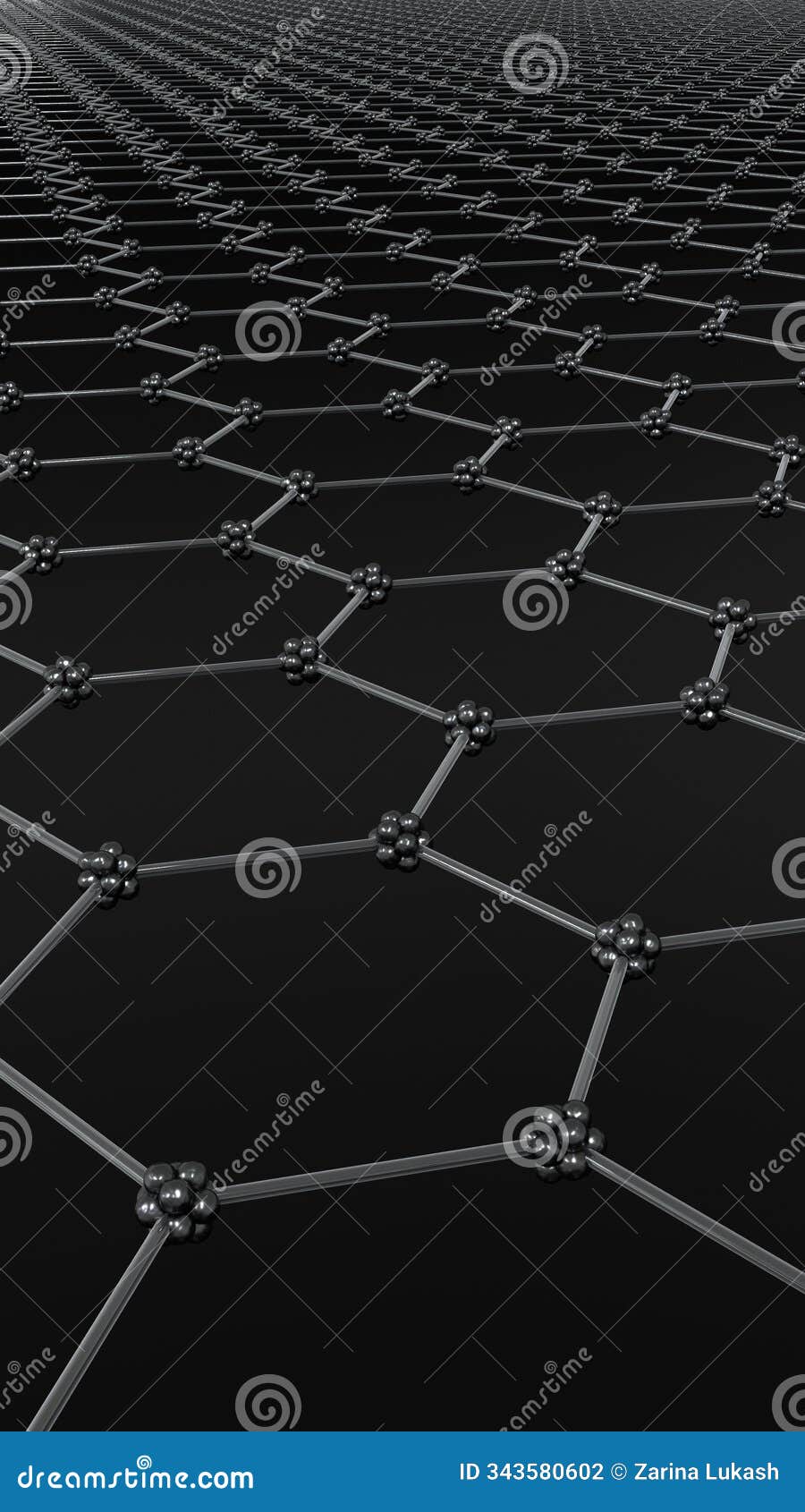 Graphene Crystal Lattice Plane of Hexagonal Cells 3d Illustration Stock ...