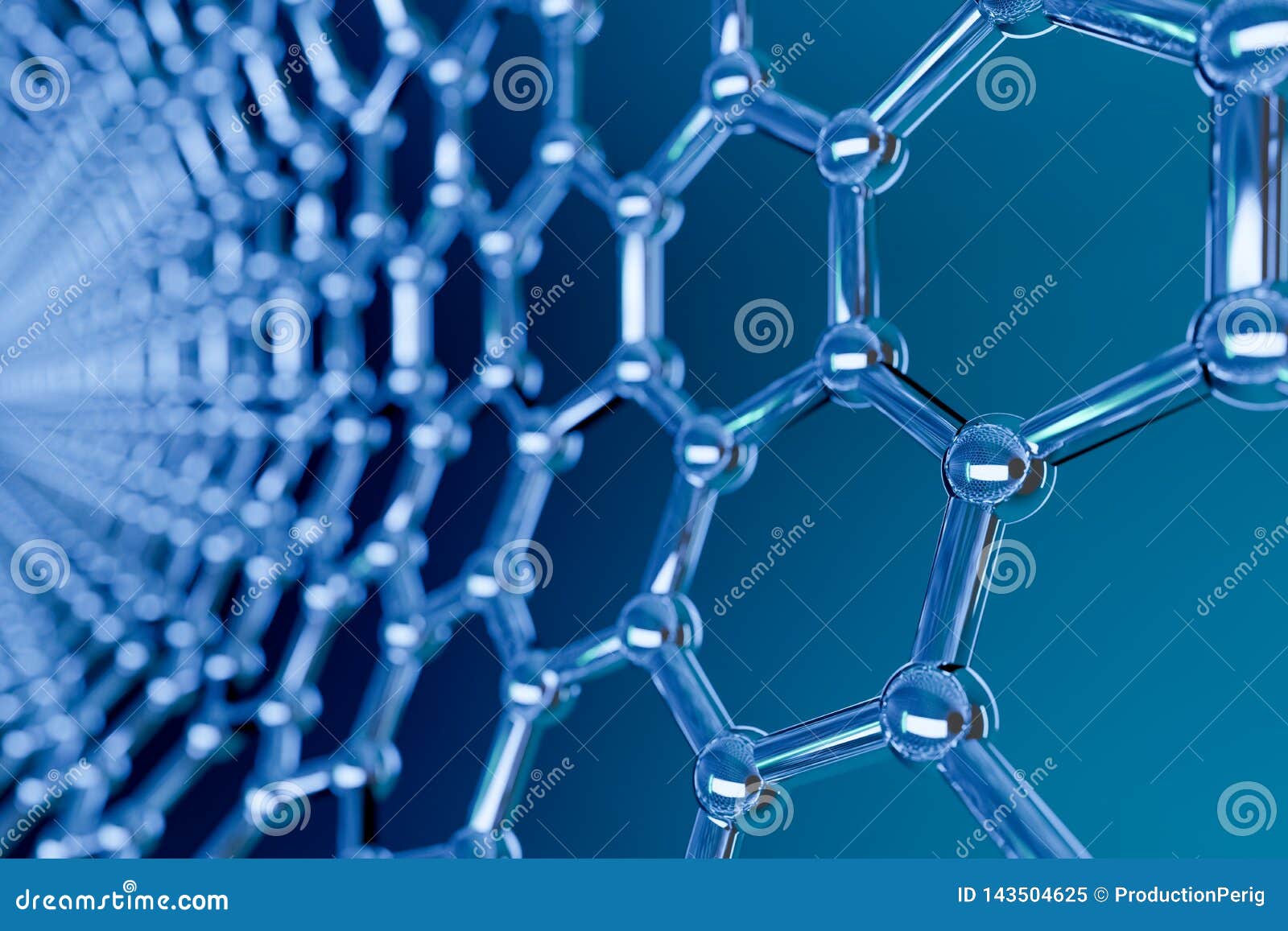 Graphene Molecular Nano Technology Structure on a Blue Background - 3d ...