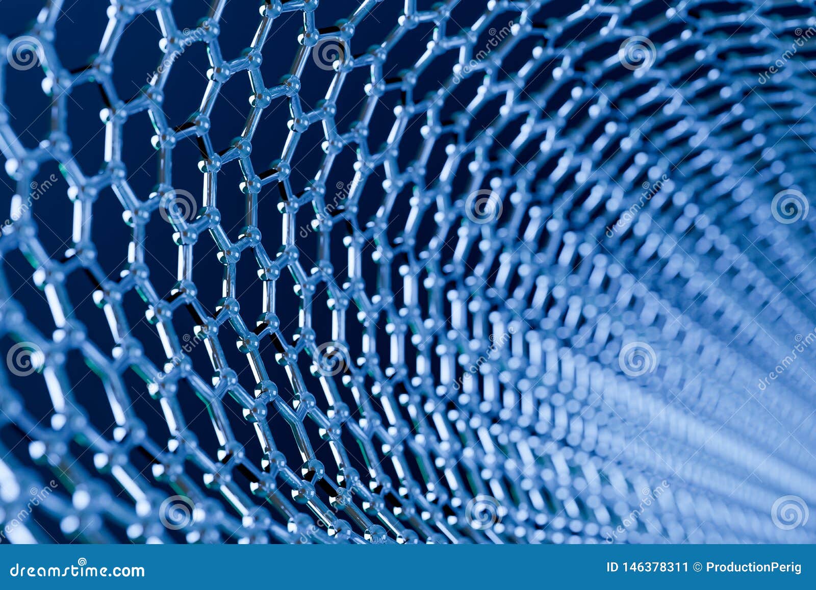 Graphene Molecular Nano Technology Structure on a Blue Background - 3d ...