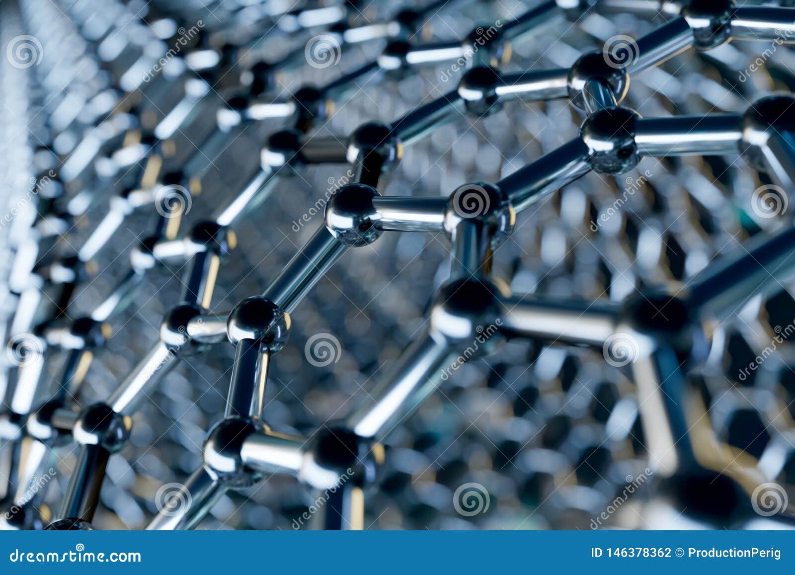 Graphene Molecular Nano Technology Structure on a Blue Background - 3d ...