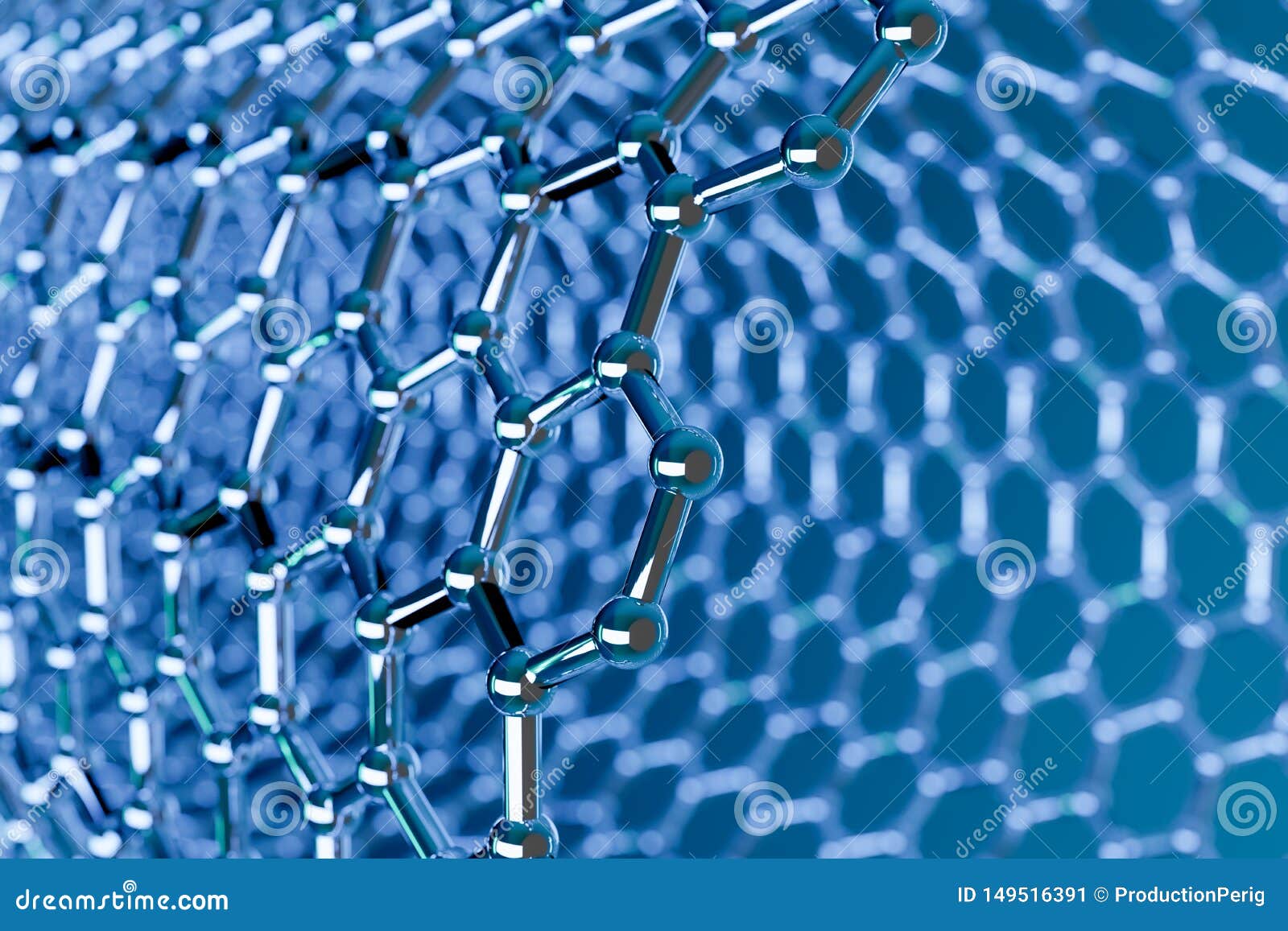 Graphene Molecular Nano Technology Structure on a Blue Background - 3d ...