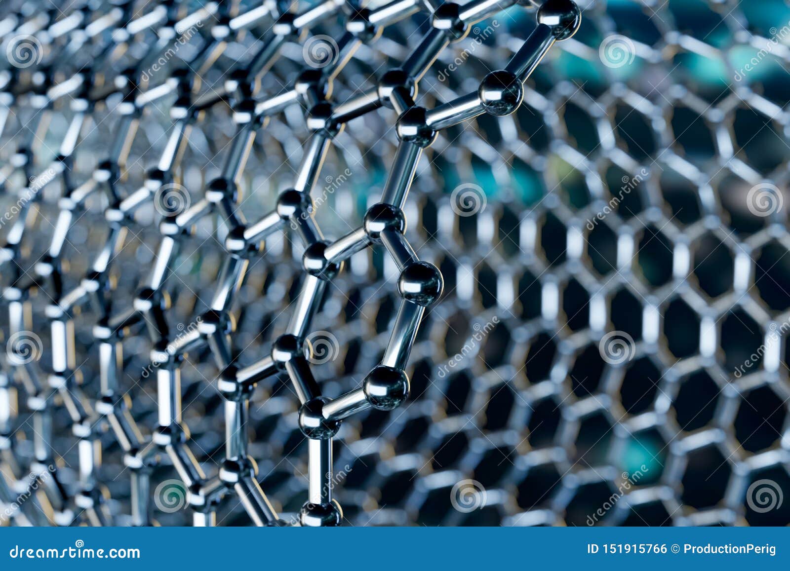 Graphene Molecular Nano Technology Structure on a Blue Background - 3d ...