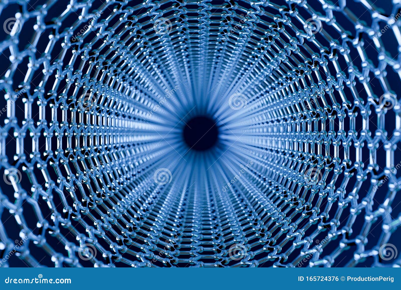 Graphene Molecular Nano Technology Structure on a Blue Background - 3d ...