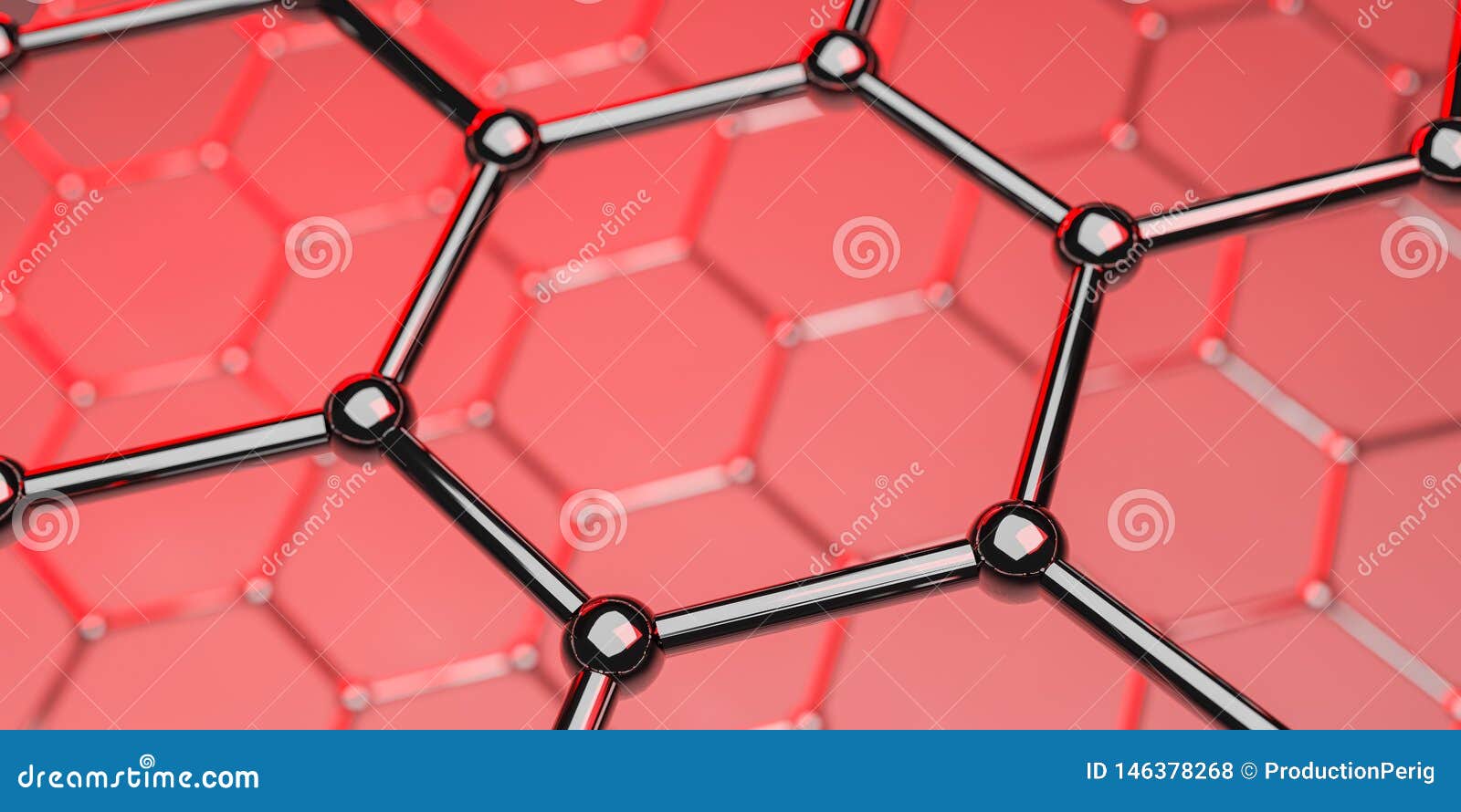 Graphene Molecular Nano Technology Structure on a Red Background - 3d ...