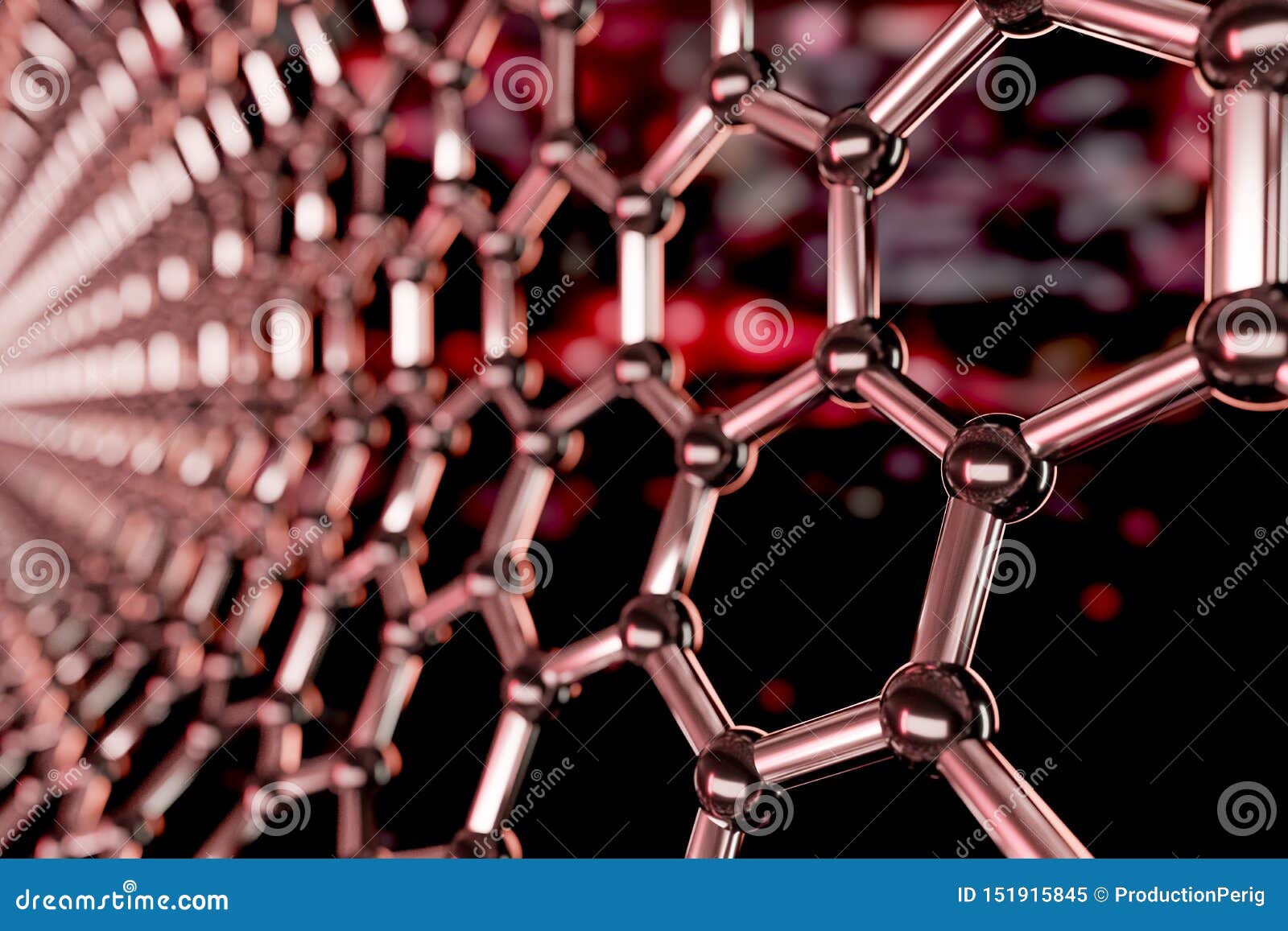 Graphene Molecular Nano Technology Structure on a Red Background - 3d ...