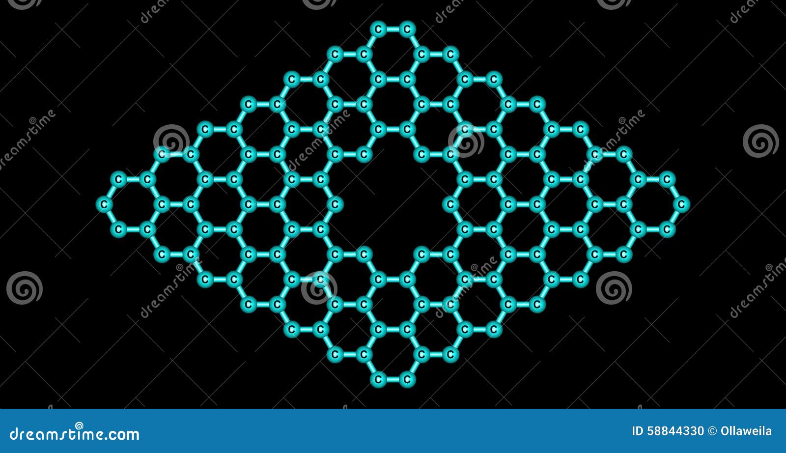 Graphene Molecular Structure With A Pore Isolated On Black Stock Photo ...