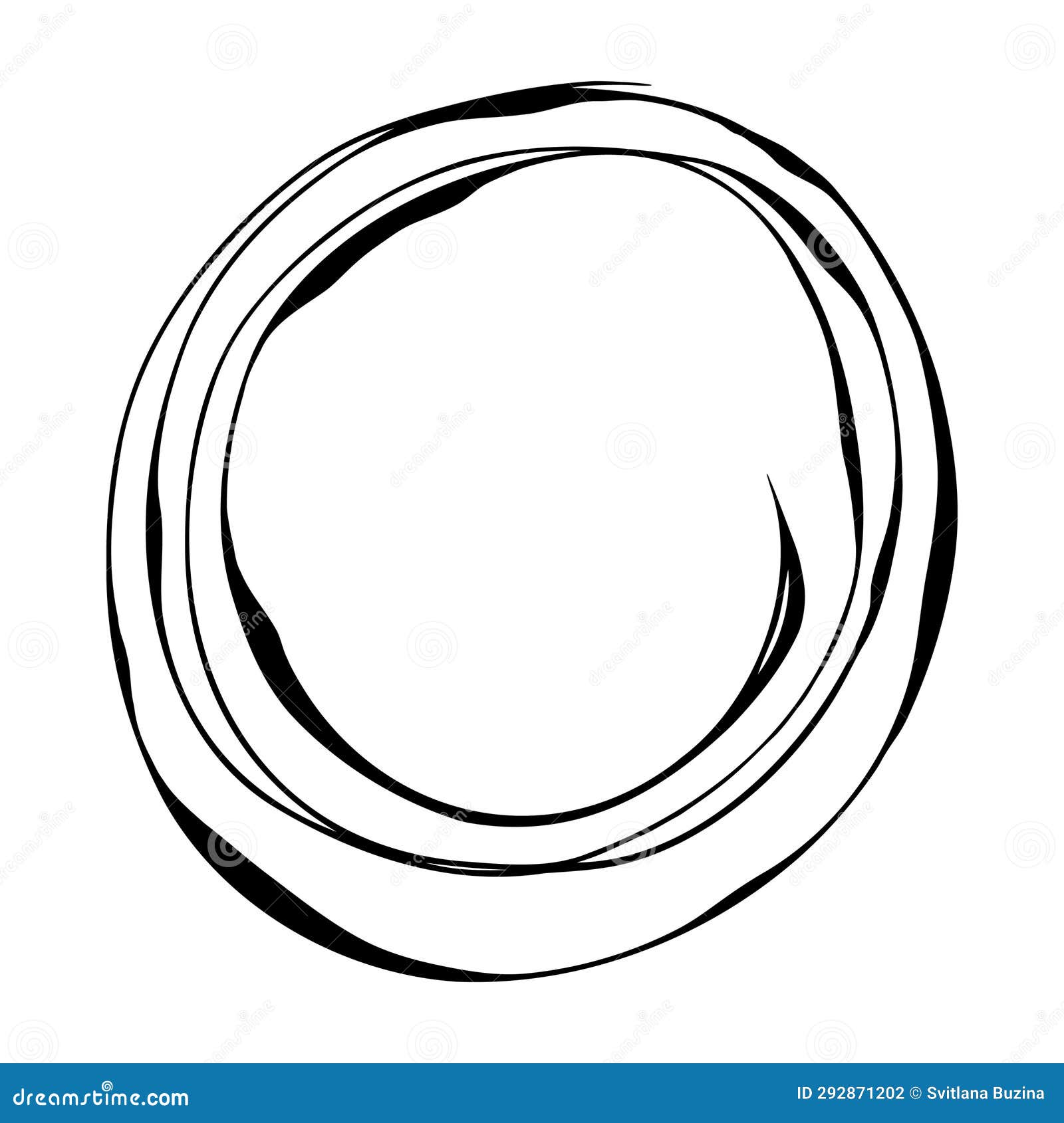 Black Abstract Curved Circle Line, Vector, Hand-drawn. Stock ...