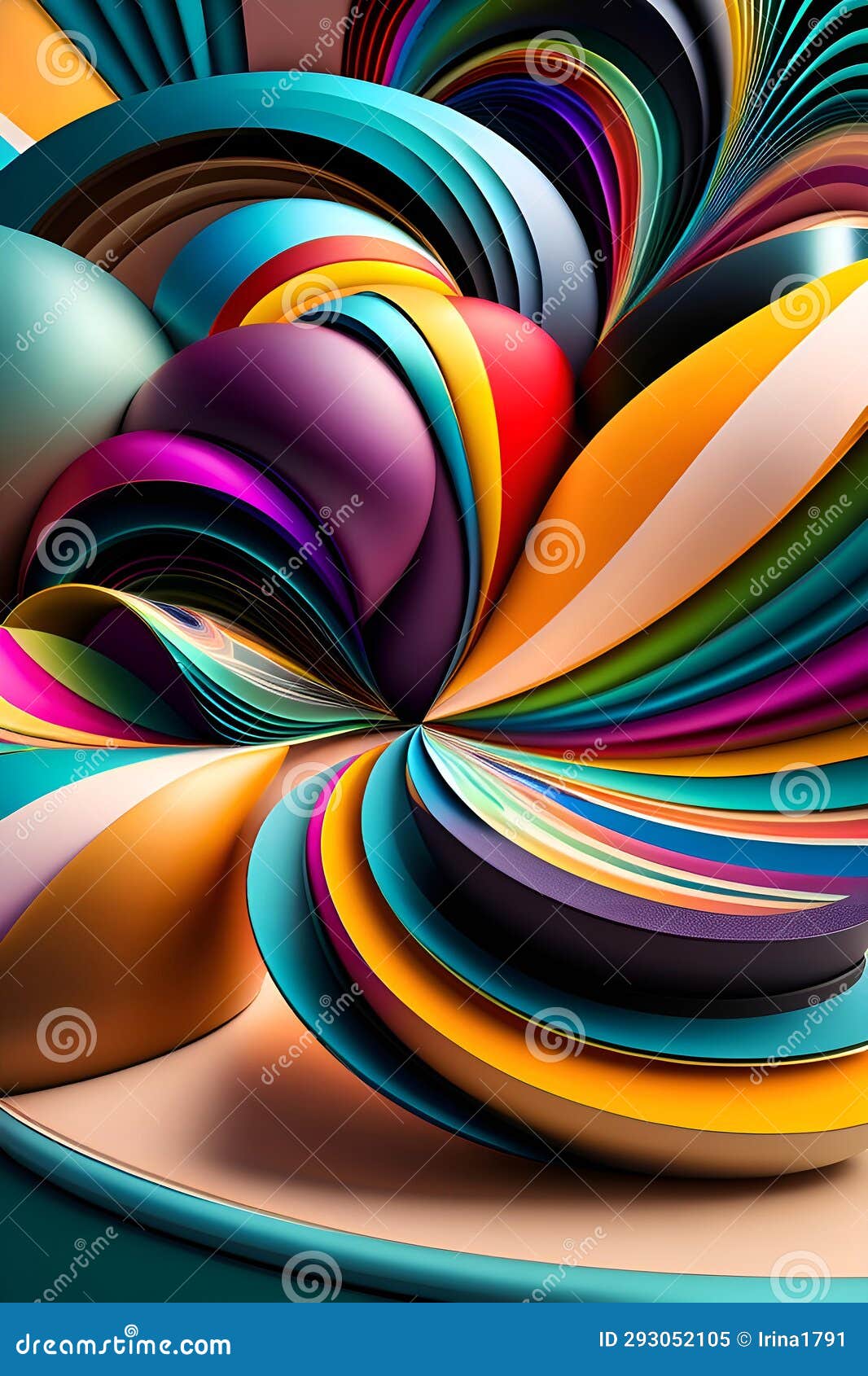 Graphic Abstract Color Background with Volumetric Colorful Objects on a ...
