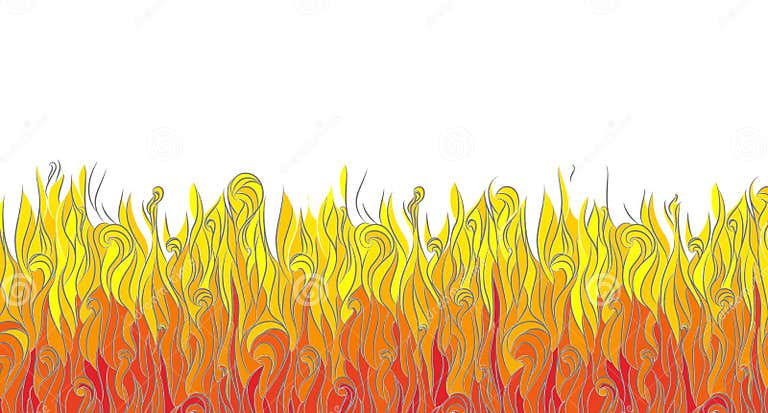 Abstract Fire Drawing. Bottom Page Decoration Stock Vector ...