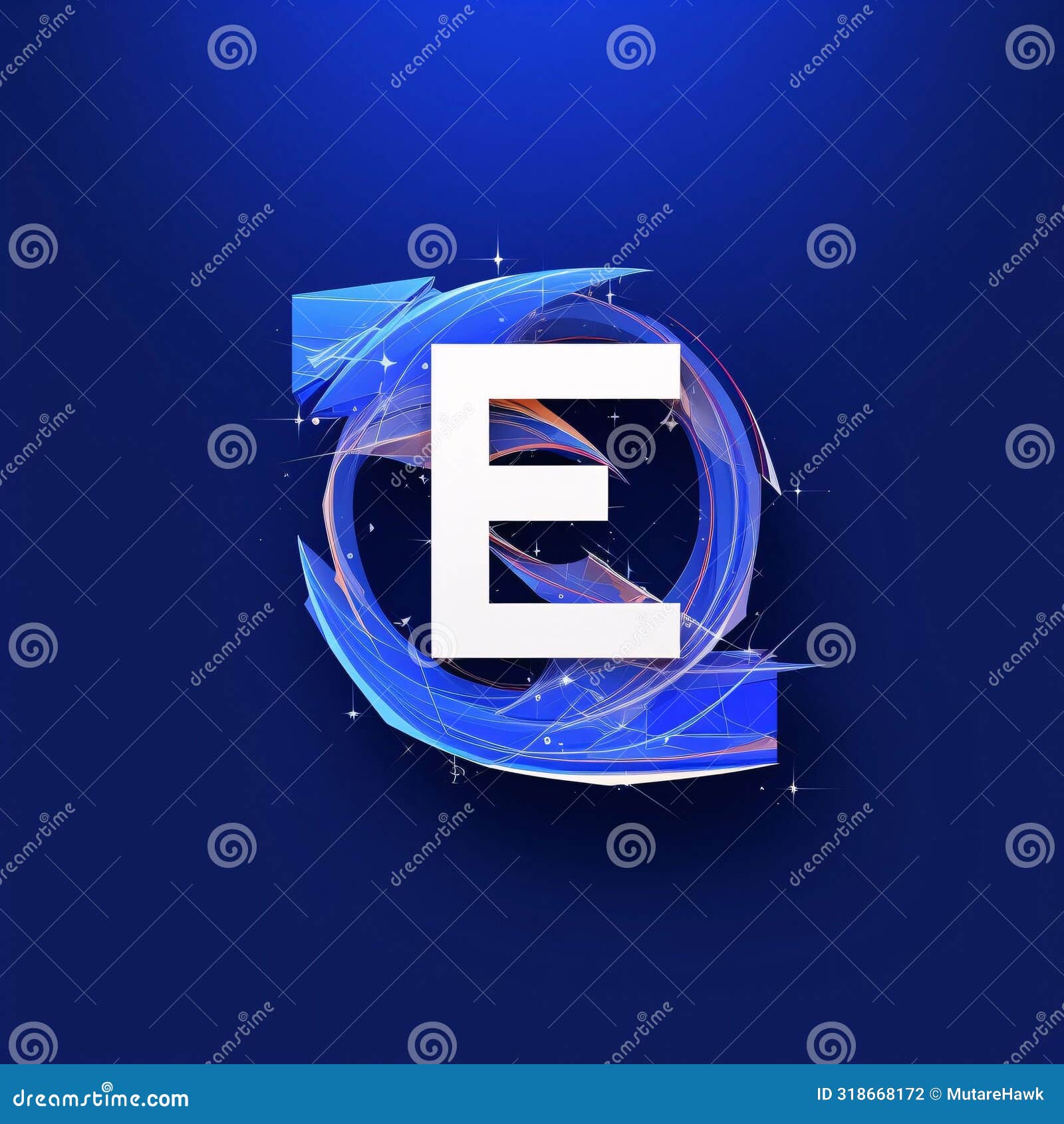 Abstract Letter E on Blue Background. Vector Illustration Stock ...