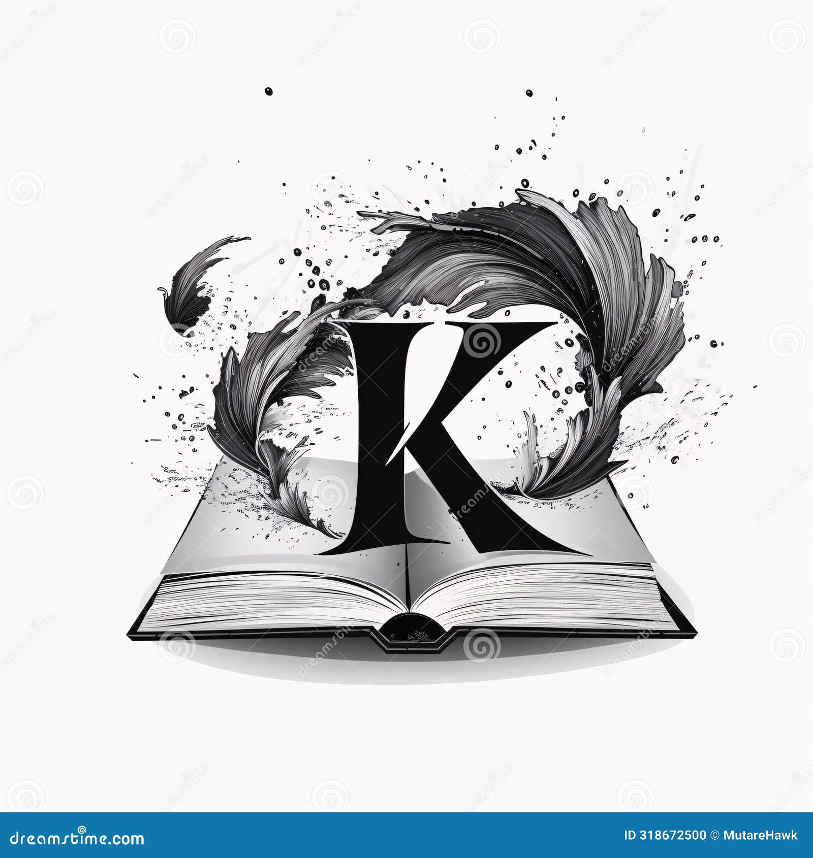 Book with the Letter K in the Style of an Open Book Stock Illustration ...