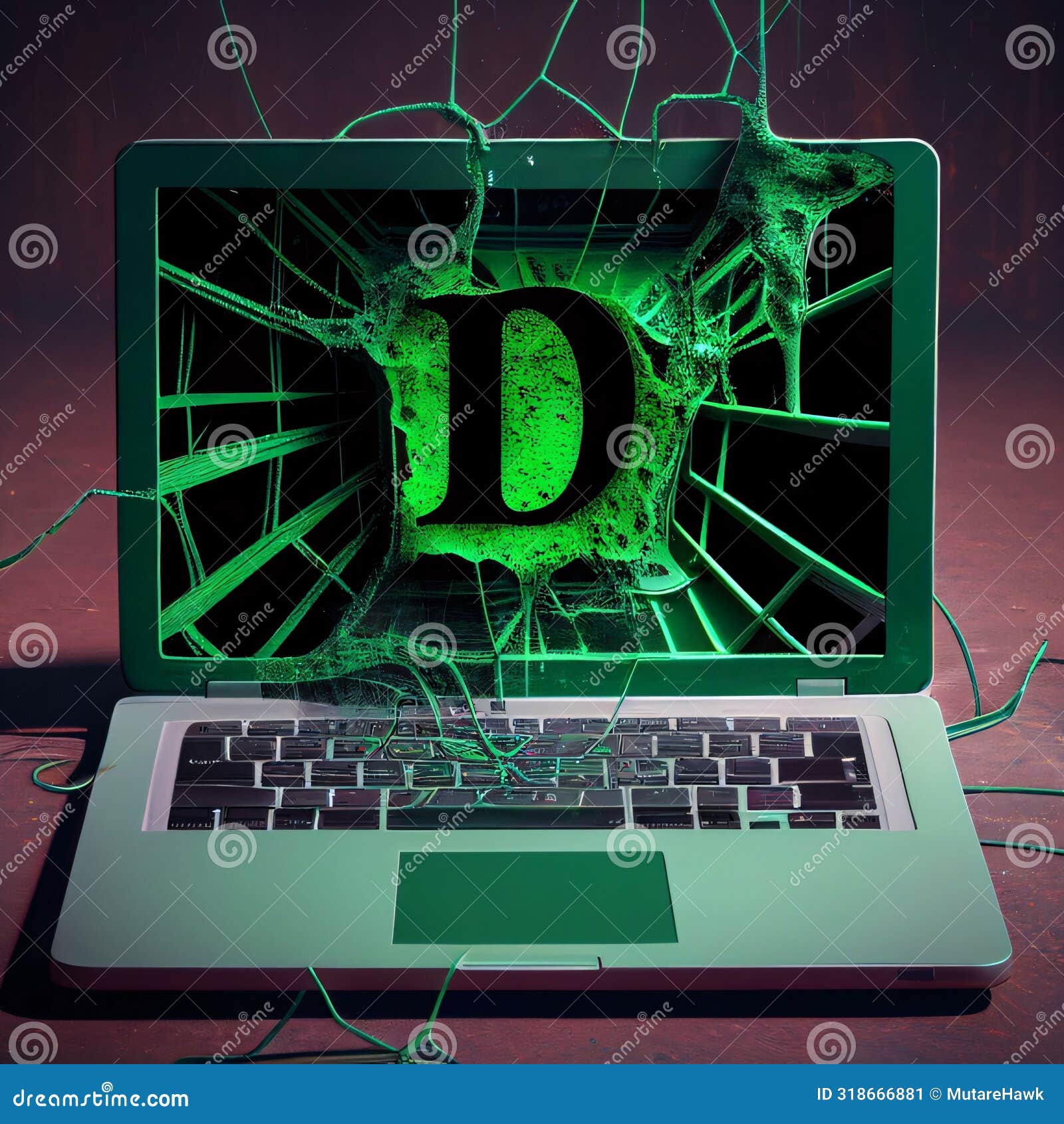 3d Rendering of a Virus Attack on a Laptop Screen. Computer Virus ...