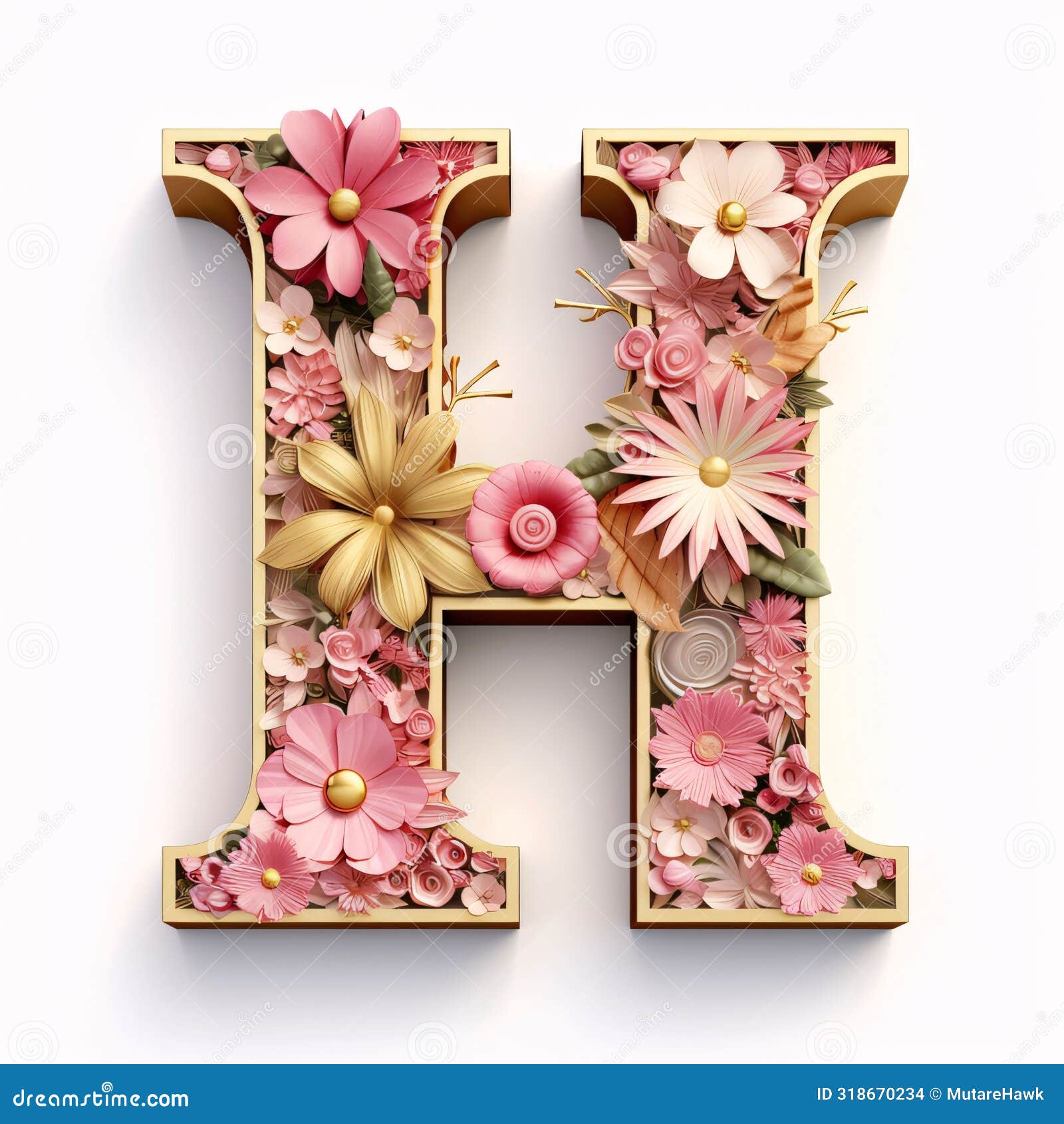 Floral Font. Letter H Made of Flowers Stock Illustration - Illustration ... Floral Font. Letter H Made of Flowers Stock Illustration - Illustration ...