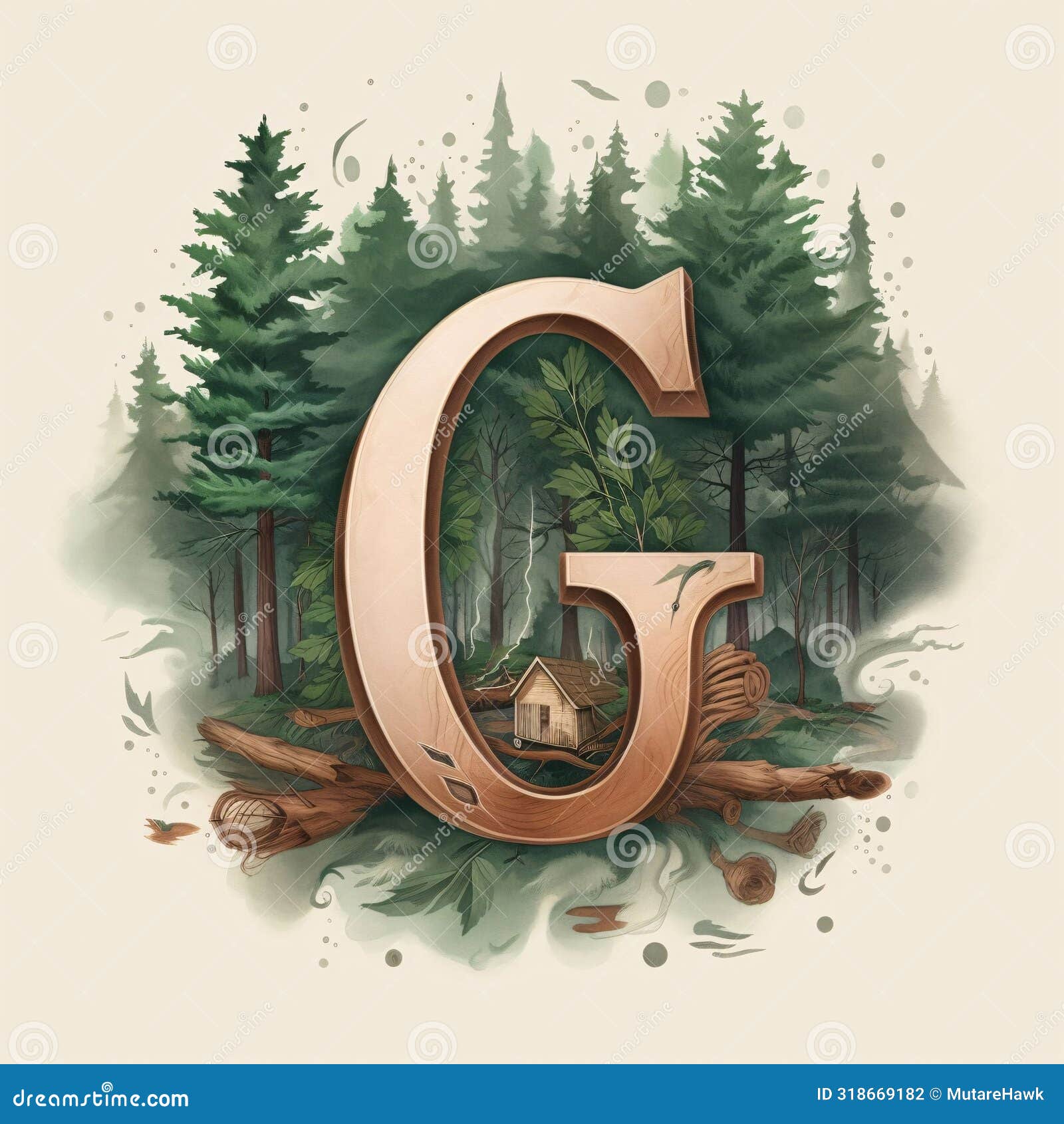 Letters of the Alphabet in the Forest. Letter G Stock Illustration ...