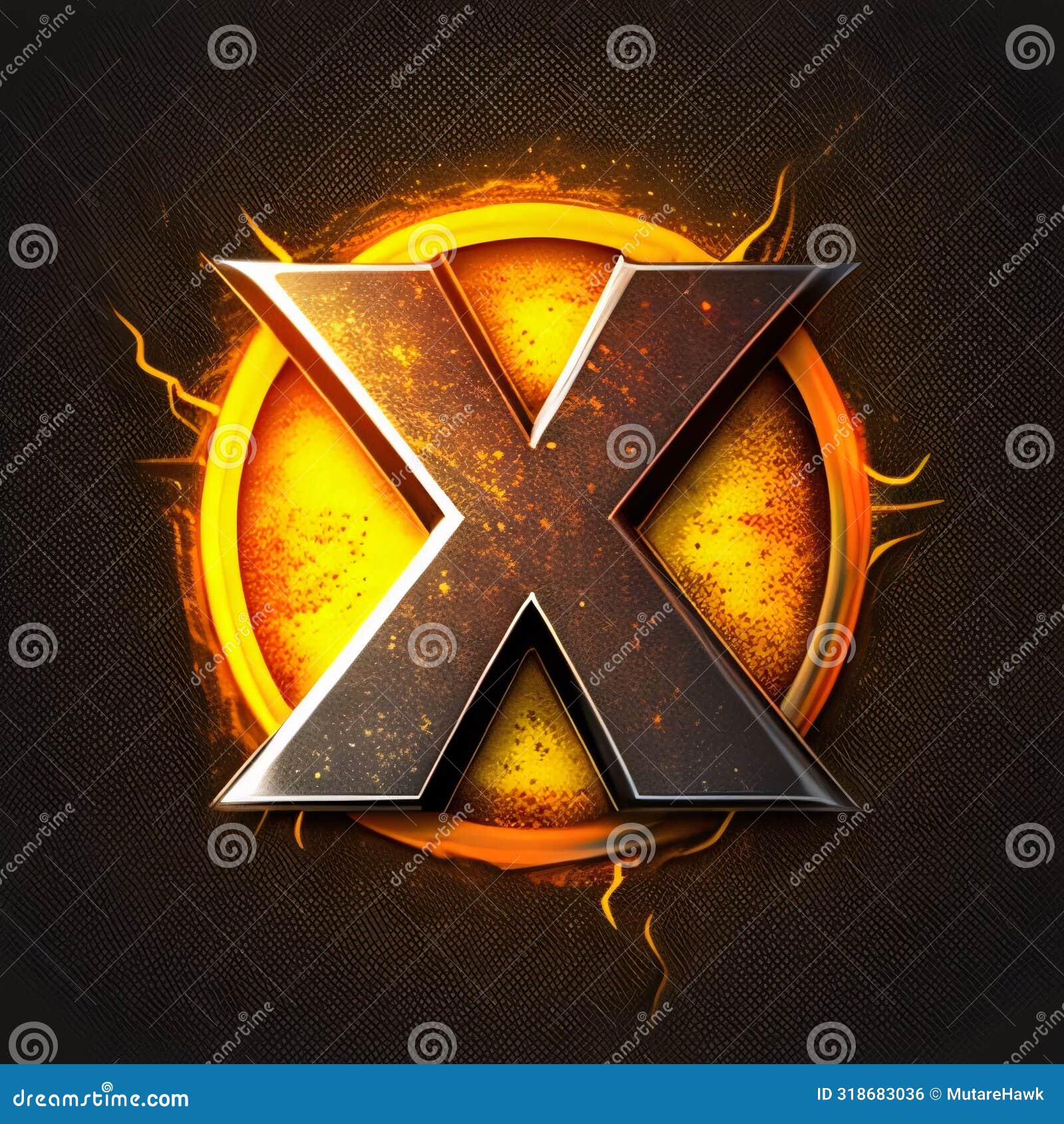 X Letter with Fire Flame on Black Background. 3d Illustration Stock ...