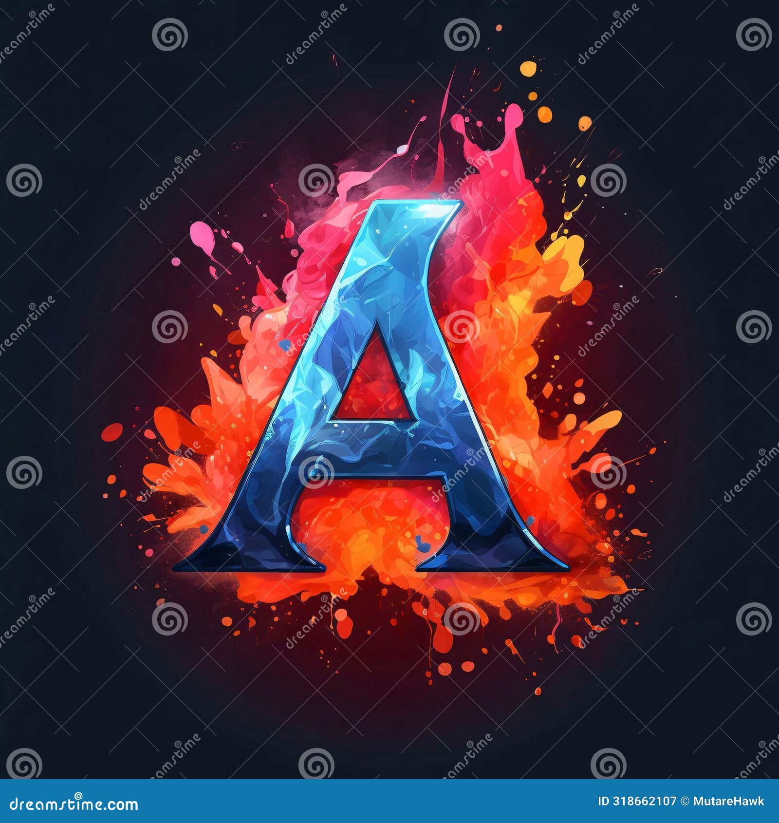 Letter a in the Form of an Explosion of Colored Paint. Vector ...