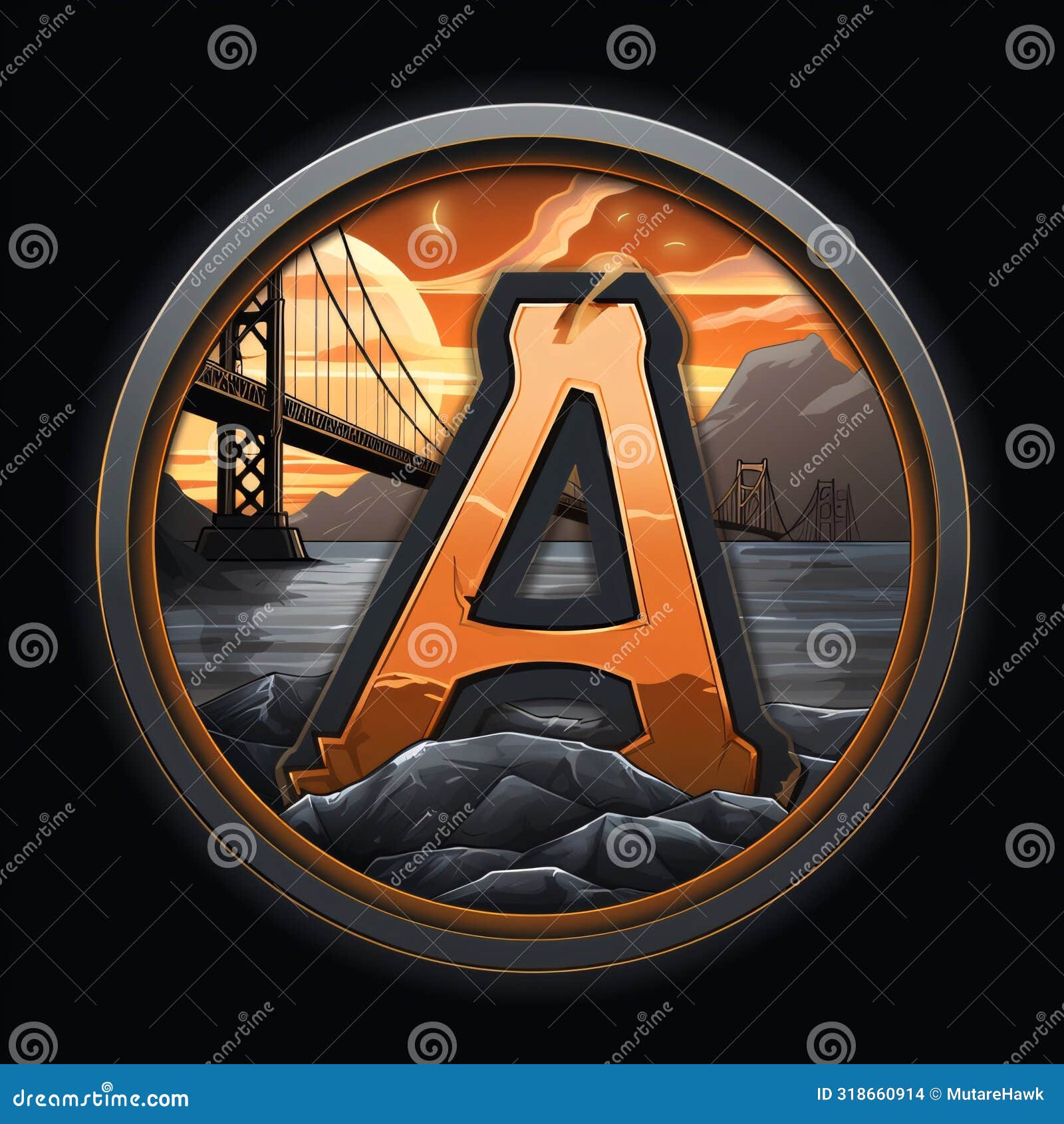 Letter a of the Alphabet with the Golden Gate Bridge on the Background ...