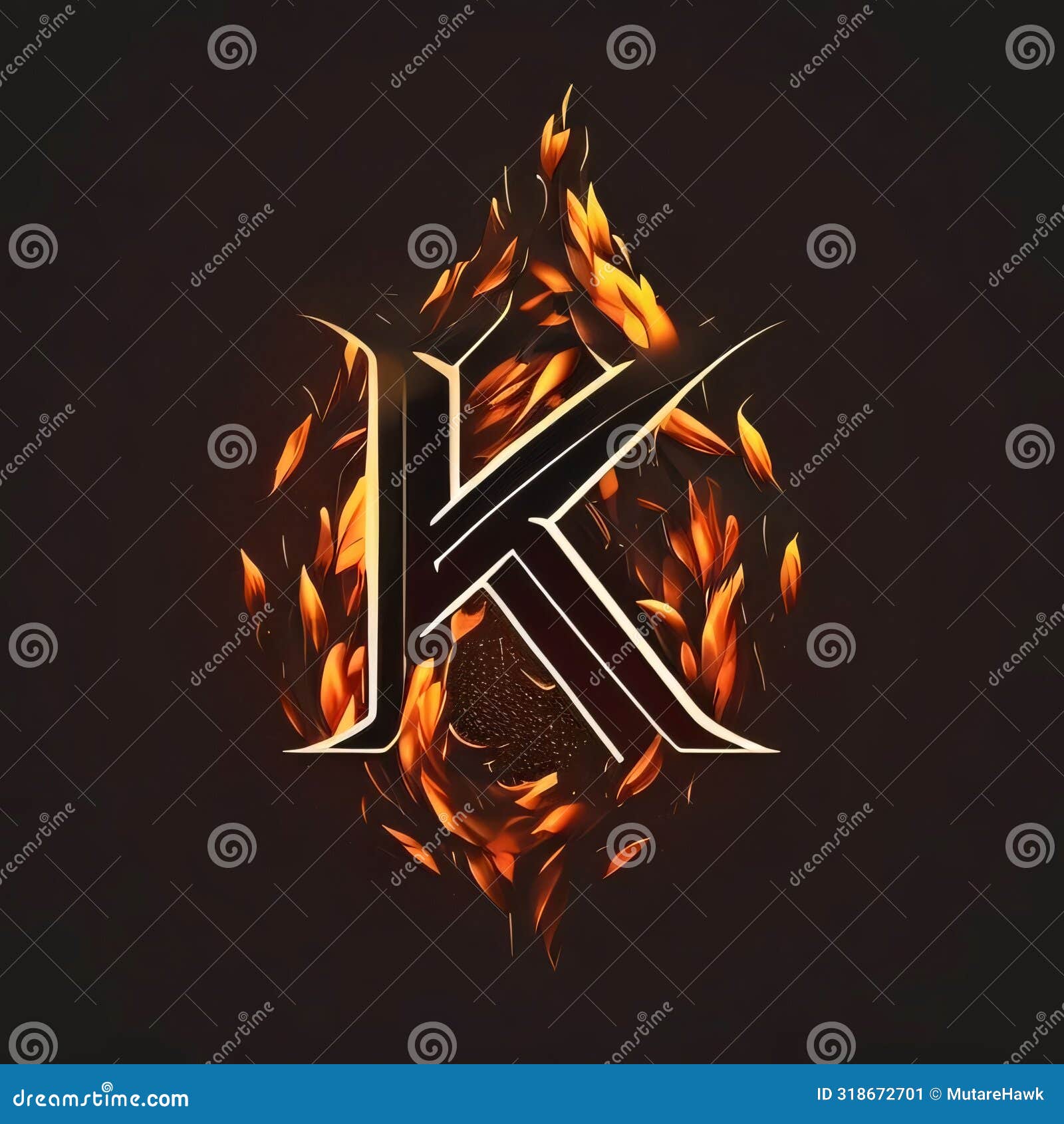 Letter K in the Form of a Fire Flame. Vector Illustration Stock ...
