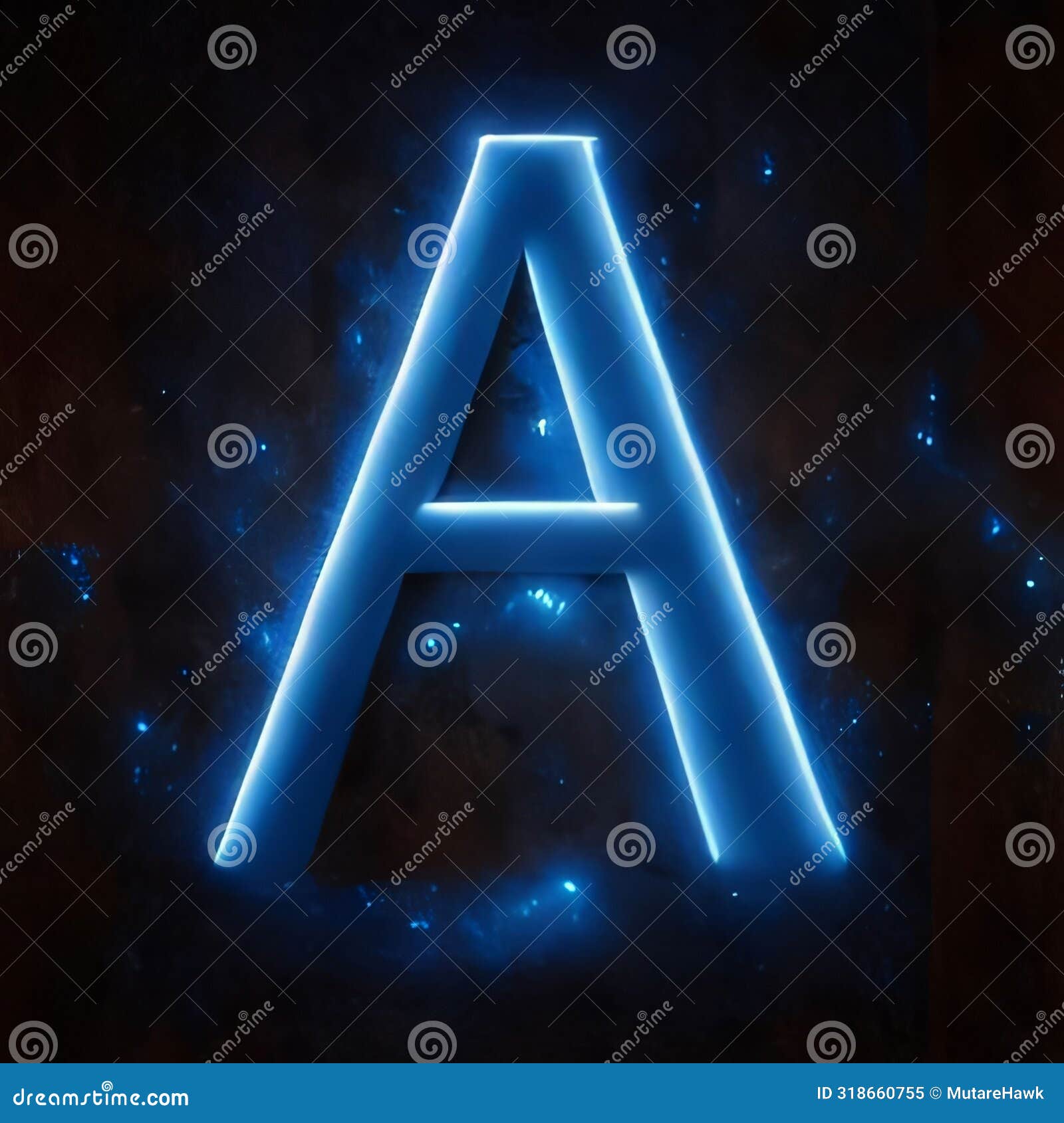 Neon Letter a in Space, Computer Generated, 3D Rendering Stock ...
