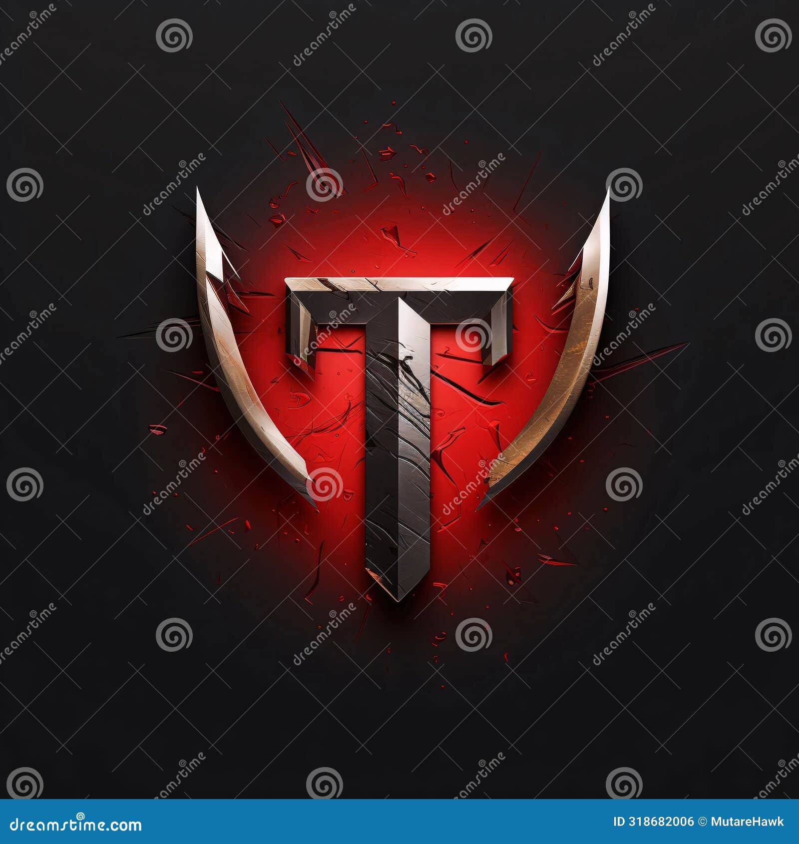 Vector Illustration of the Letter T with a Sharp Blade in the Center ...