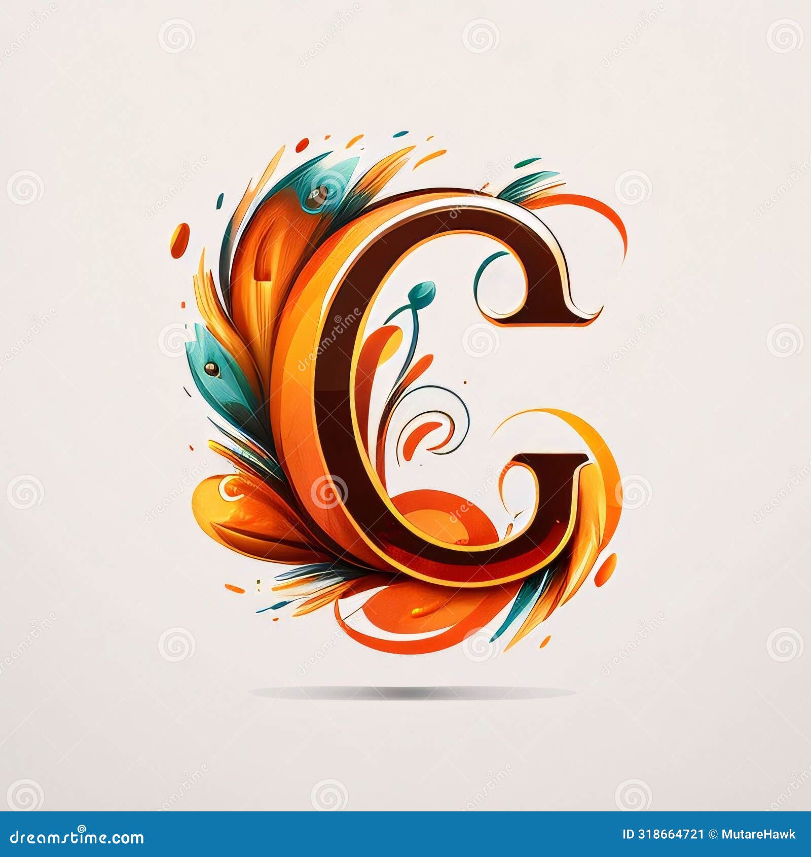 Vector Letter C with Abstract Floral Pattern. Design Template Elements ...
