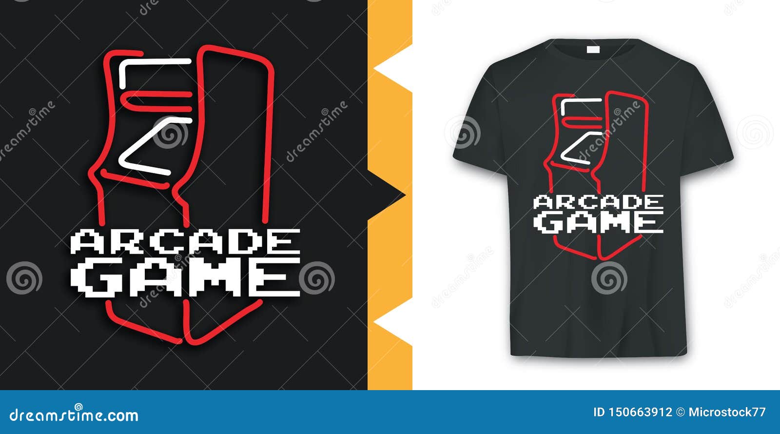 Graphic Arcade Game T-shirt Design Vector Stock Vector - Illustration ...