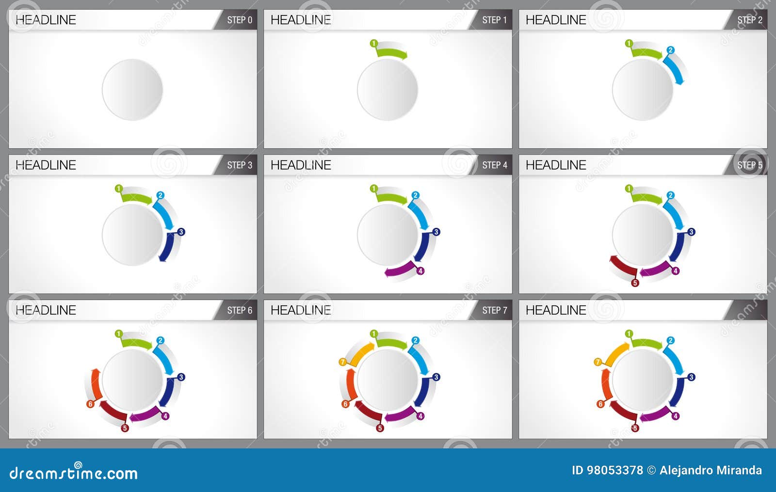 Graphic of 7 Arrows of Different Colors Forming a Cycle. Stock Vector ...