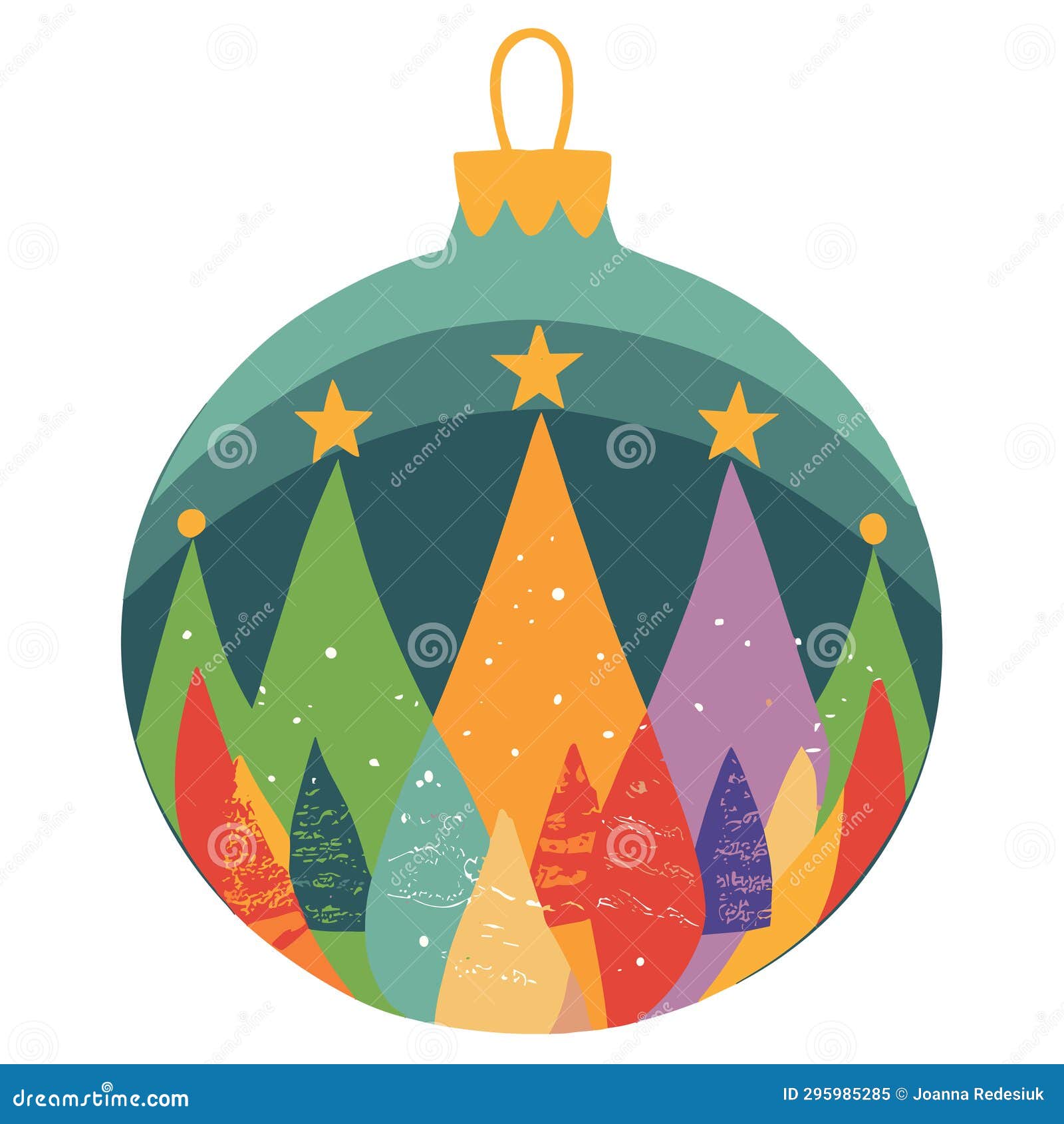 Graphic Bauble with Christmas Trees on a White Background Stock ...