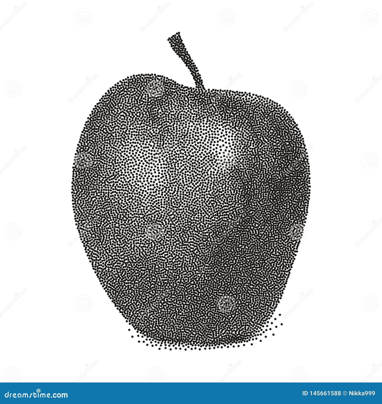 Graphic Black and White Apple. Vector Stylized Apple Isolated on White ...