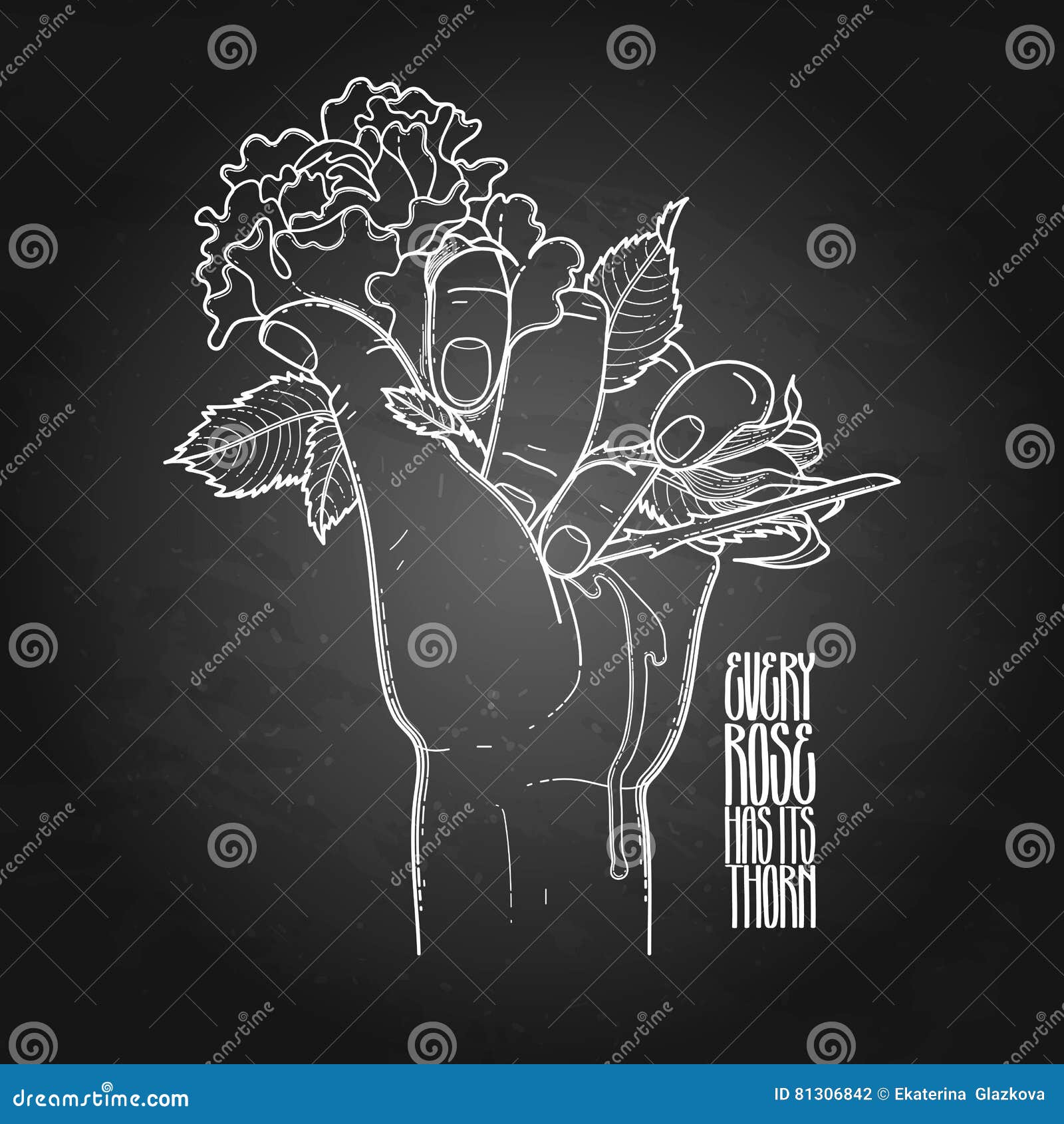 Graphic Bleeding Hand with Rose Stock Vector - Illustration of love ...