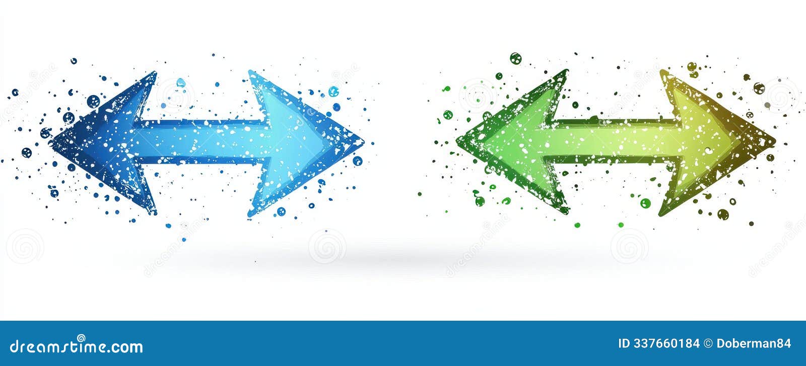 Graphic of Blue and Green Arrows with Splatter Effect Representing ...