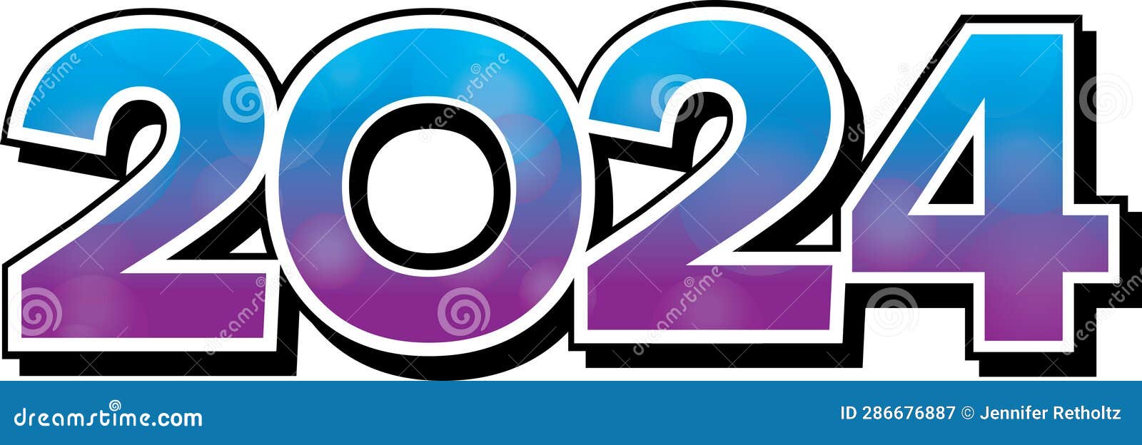 2024 Blue and Purple Number Graphic Stock Illustration - Illustration ...