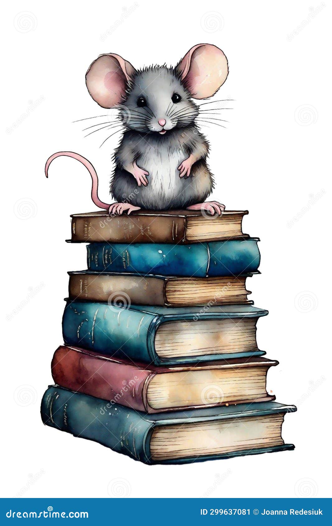 Graphic Bookworm Mouse on Books Stock Illustration - Illustration of ...