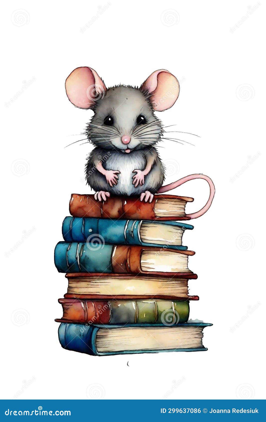 Graphic Bookworm Mouse on Books Stock Illustration - Illustration of ...
