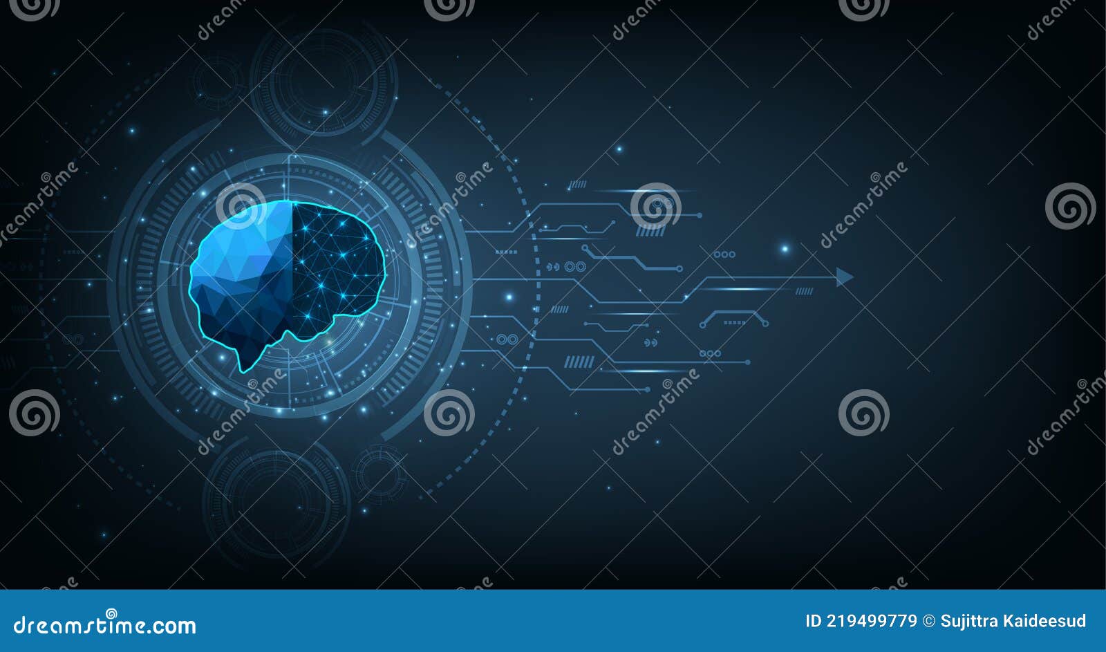 Graphic of a Brain on Futuristic Background. Stock Vector ...