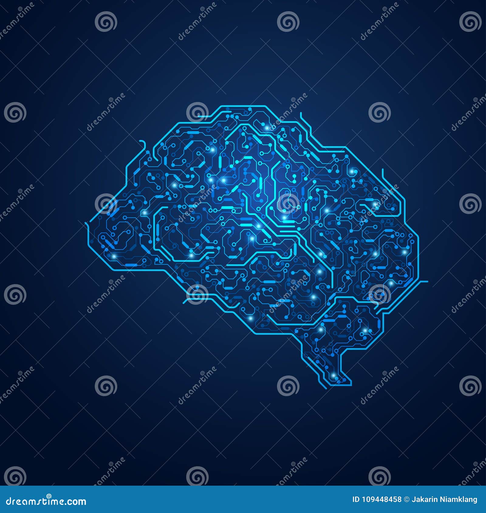 Futuristic Electronic Brain Stock Vector - Illustration of electricity ...