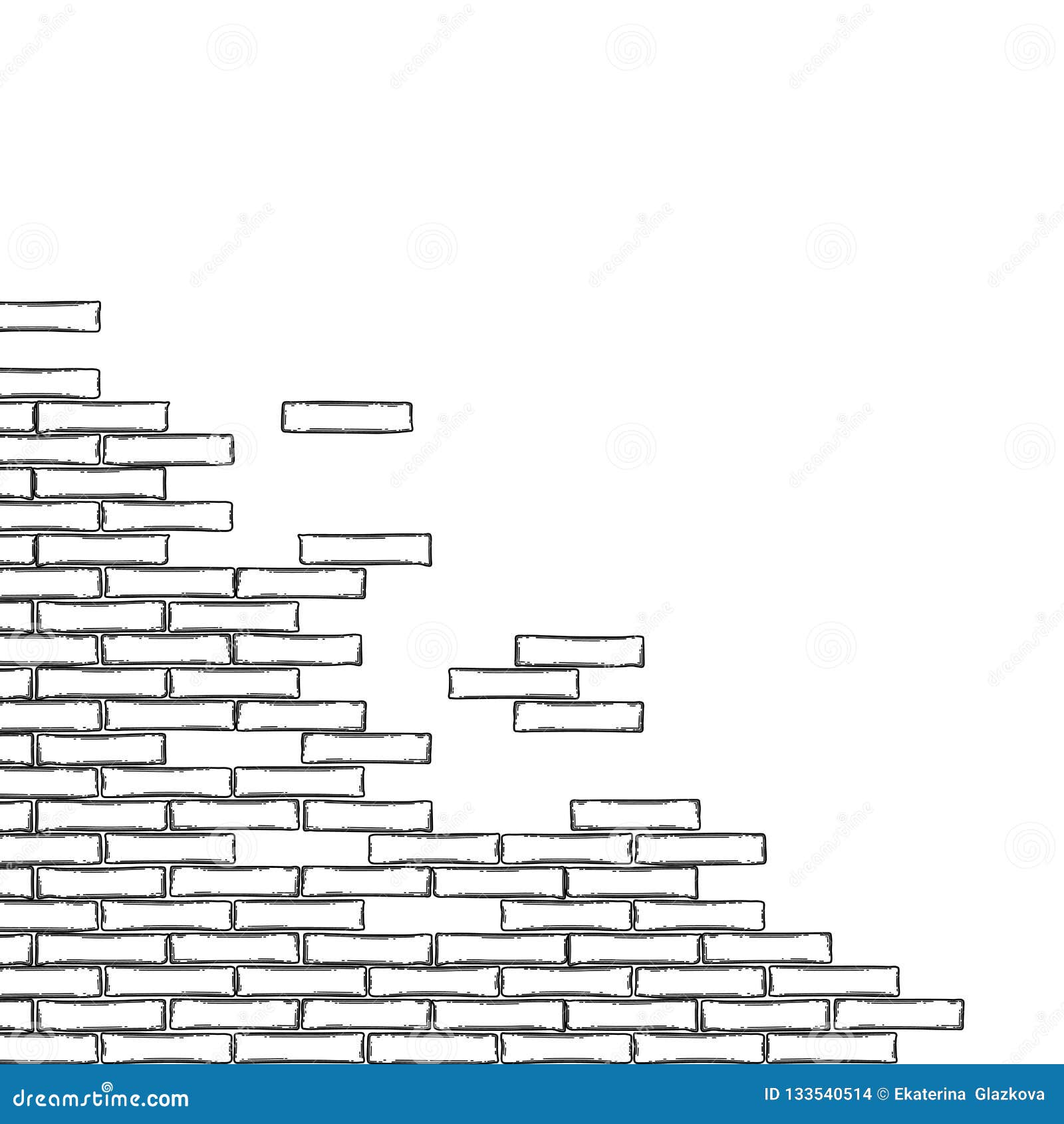 Graphic Brick Wall Drawn in the Engraving Technique Stock Vector ...