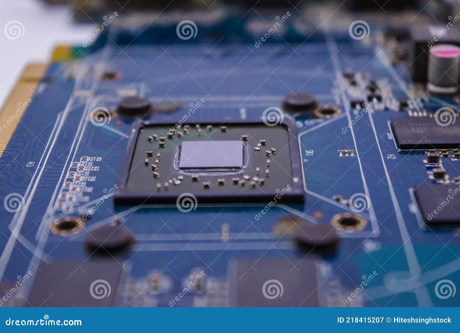 Graphic Card Processors. Macro View of a Futuristic Electronic Circuit ...