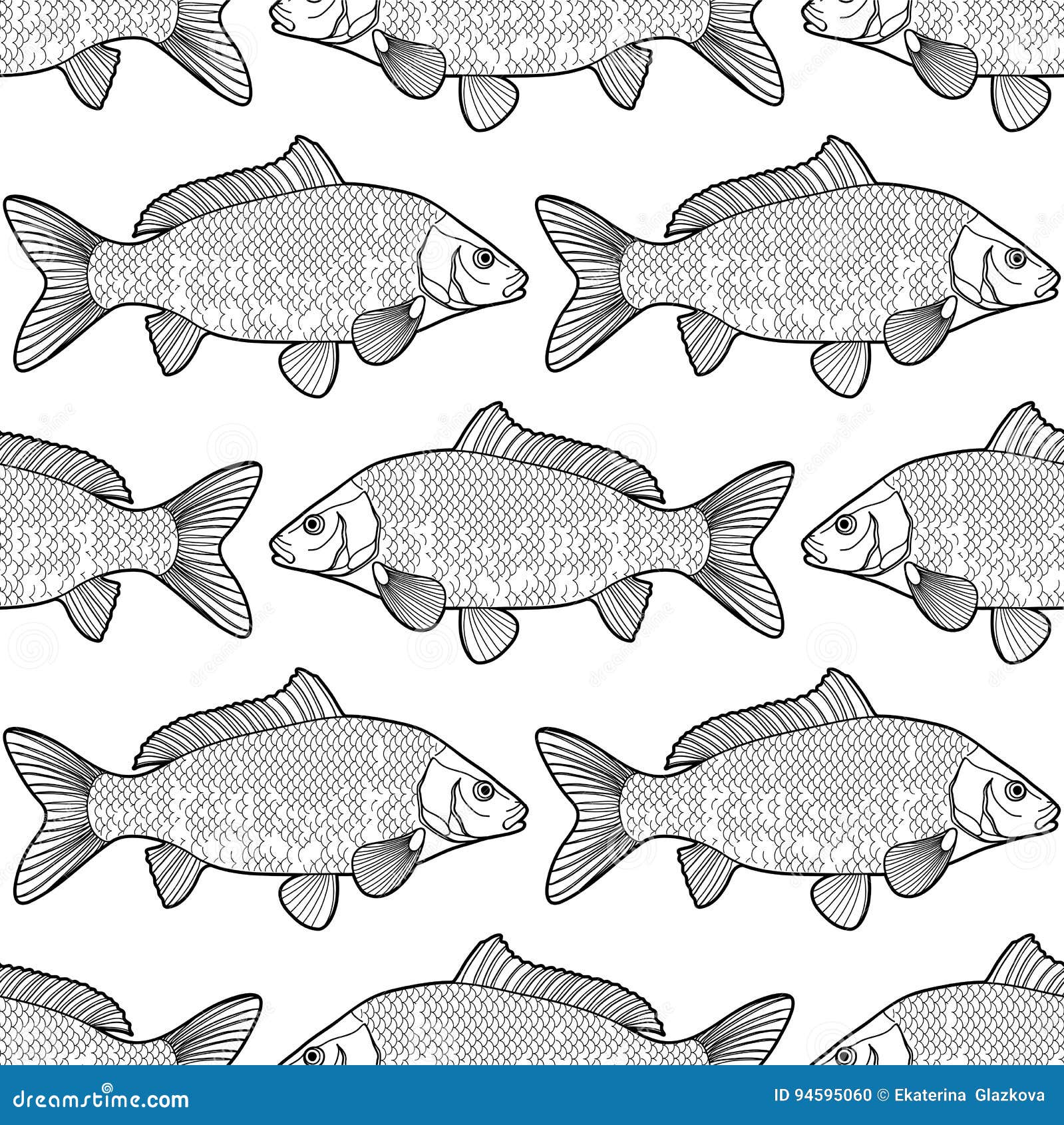 Graphic carp pattern stock vector. Illustration of sealife - 94595060