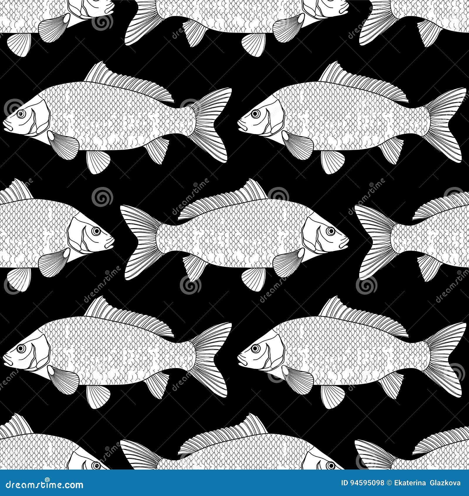 Graphic Carp Pattern Vector Illustration | CartoonDealer.com #94595098