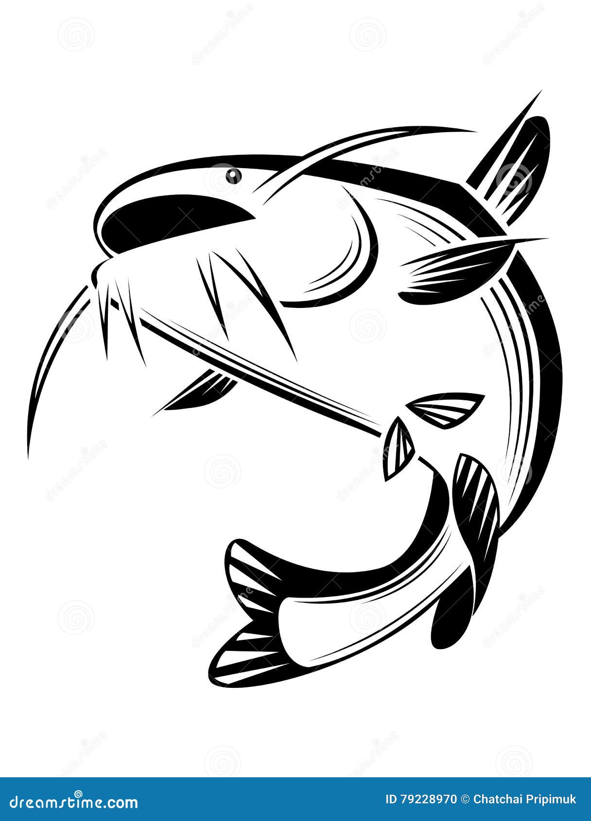 Graphic catfish, vector stock vector. Illustration of vector - 79228970