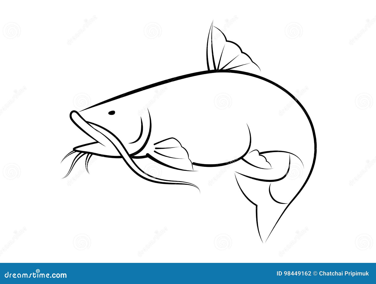 Graphic catfish, vector stock vector. Illustration of animal - 98449162