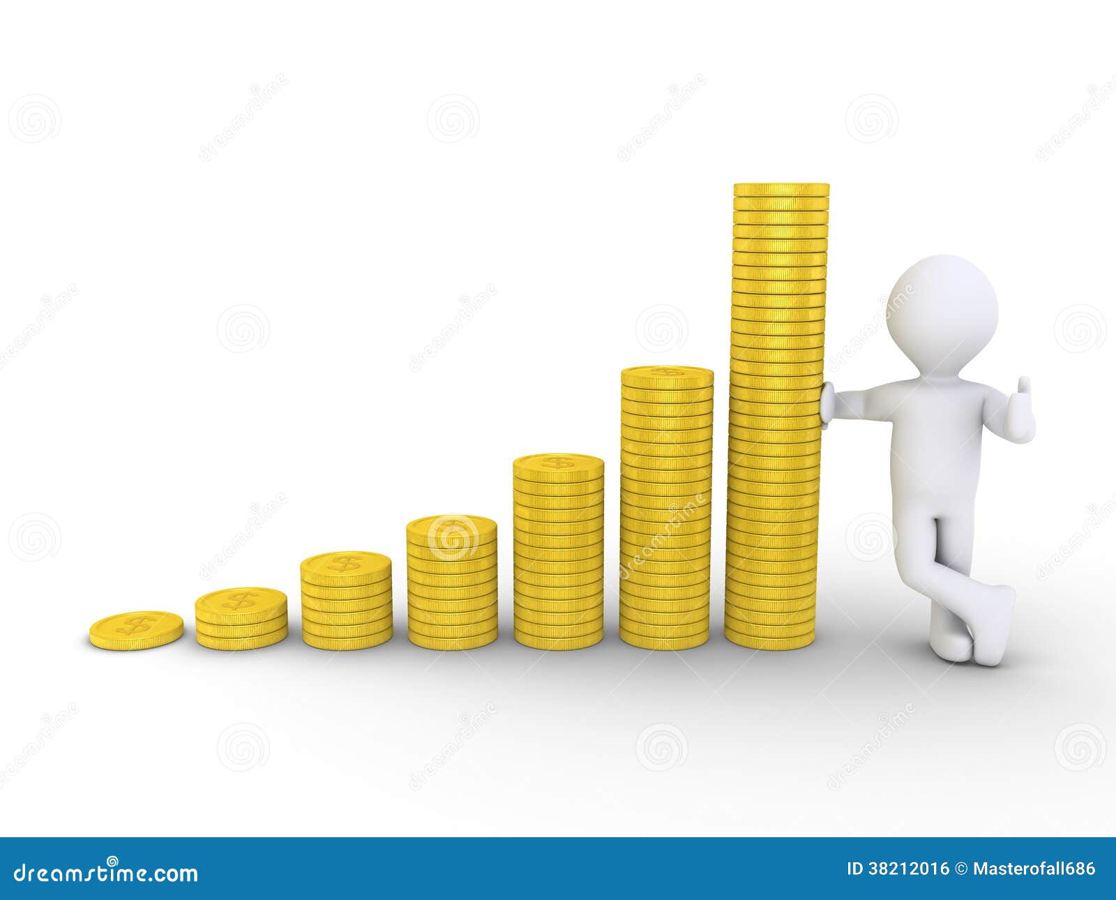 Graphic Chart of Stacked Coins and a Person Stock Illustration ...