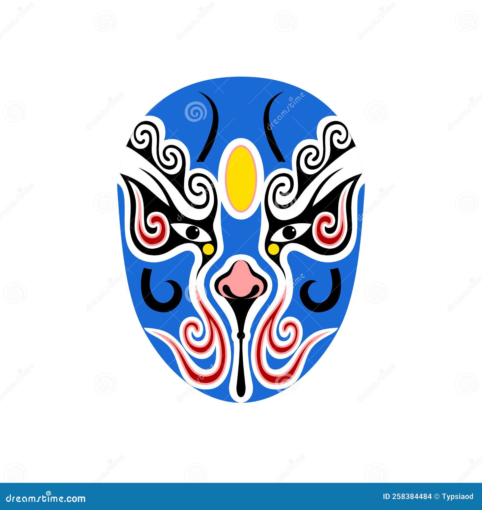 Graphic Chinese opera mask stock vector. Illustration of screen - 258384484