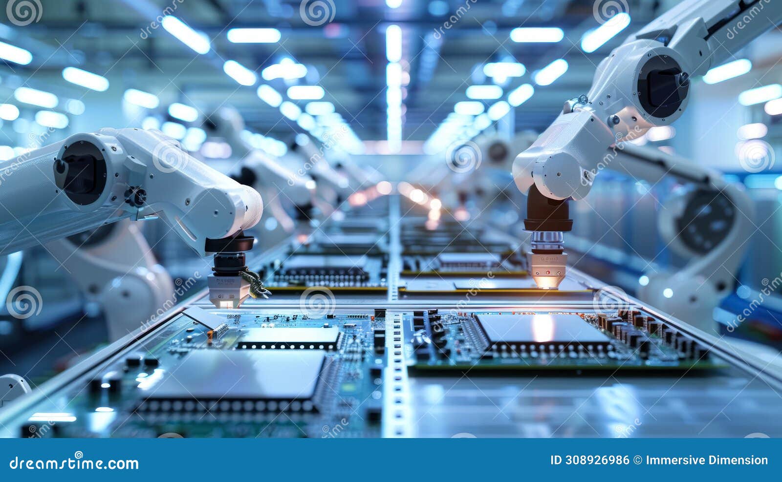 Graphic Chip Assembly in an Automated Factory Showcasing the Delicate ...