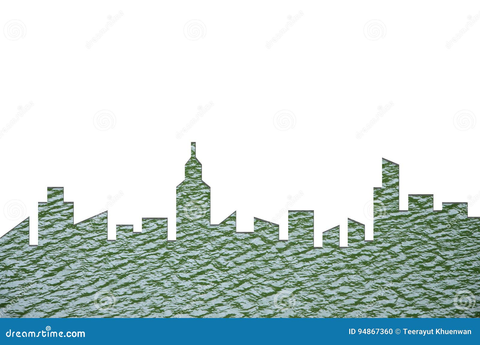 Graphic of City Shape on Water Texture Background. Green Building ...
