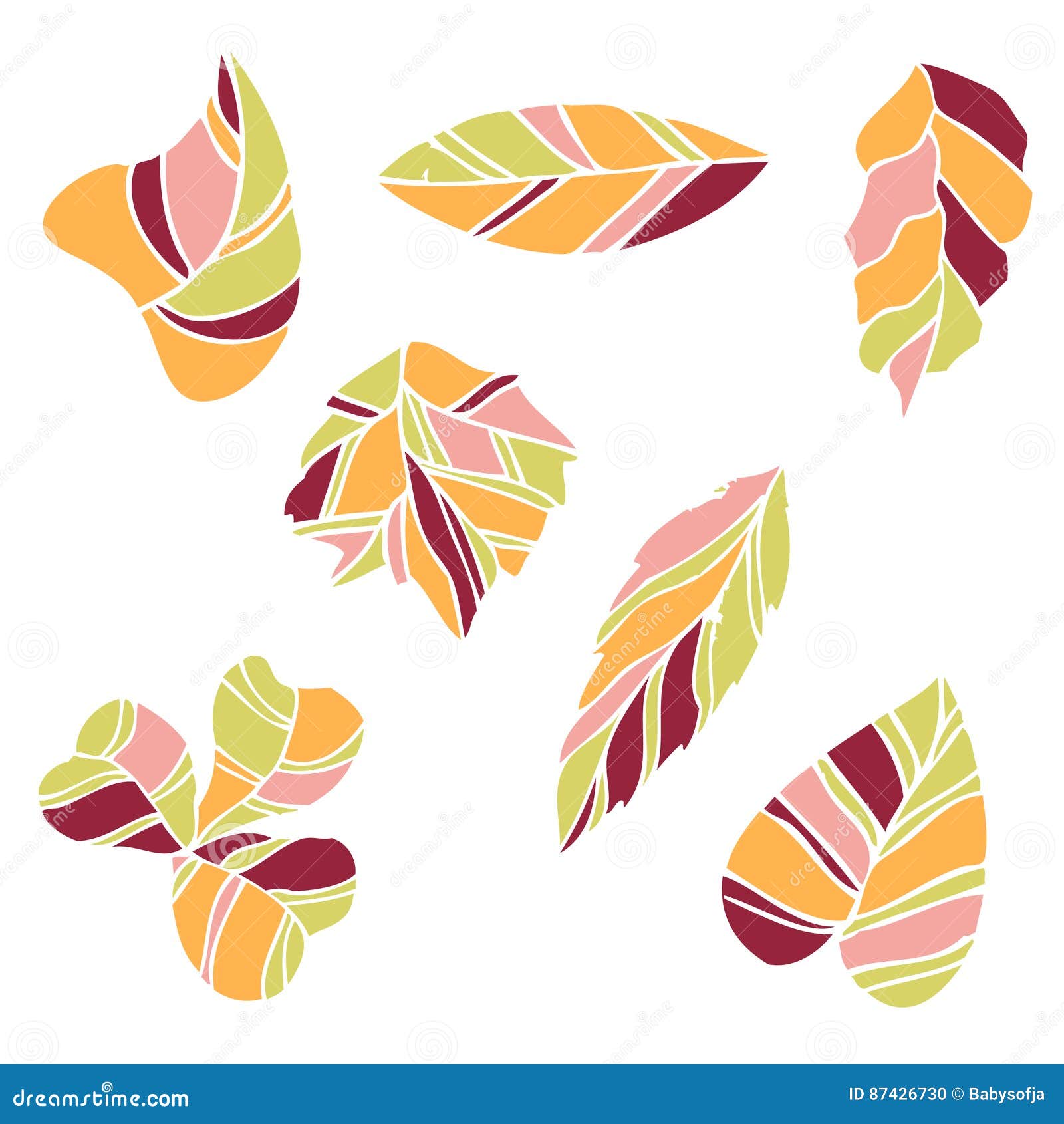 Graphic Colored Stylized Leaves Stock Vector - Illustration of ...