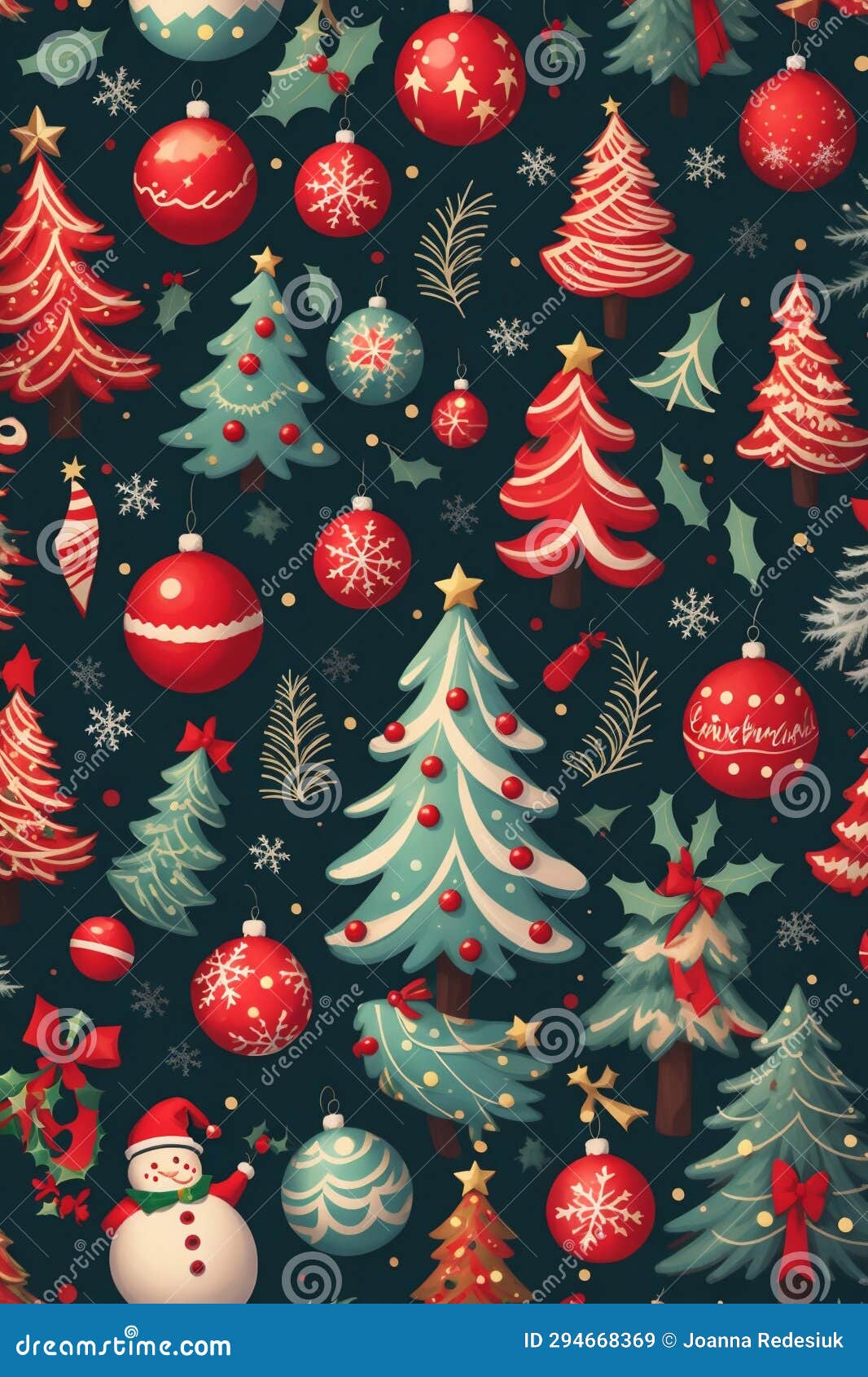 Graphic Colorful Christmas Background with Decorations Stock ...